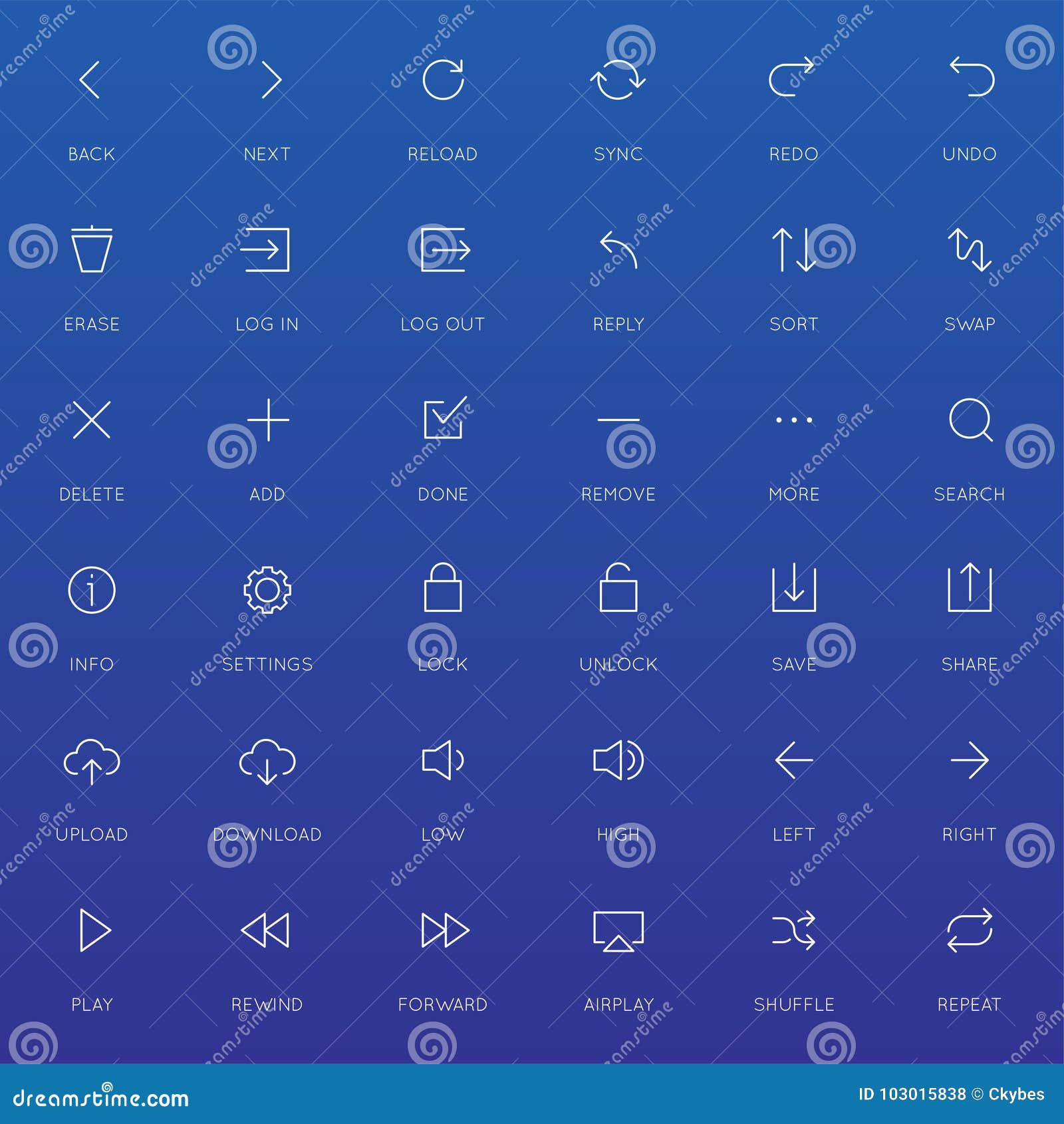 System User Interface UI Vector Icon Set. High Quality Minimal Lined ...