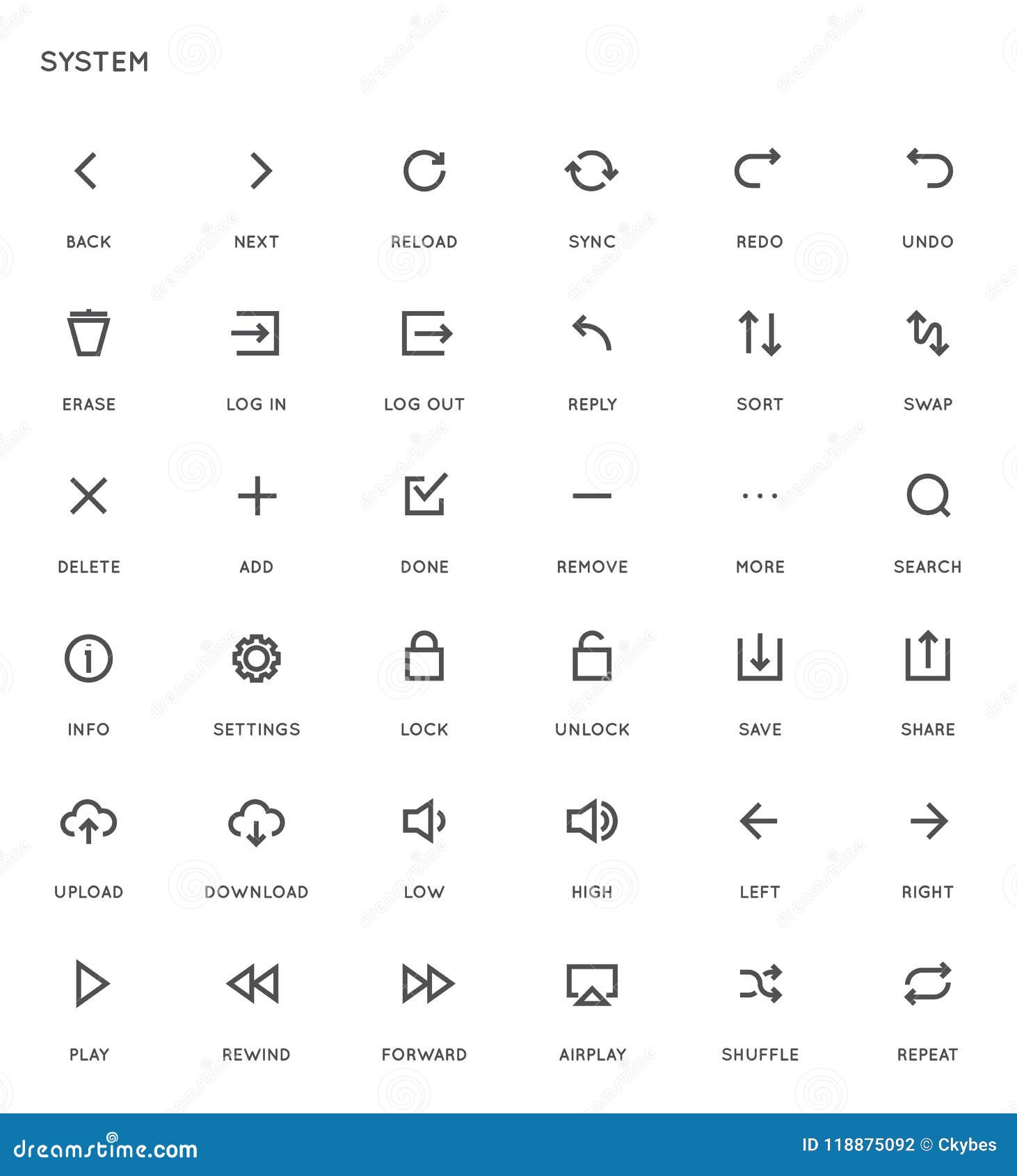 System User Interface UI Vector Icon Set. High Quality Minimal Stock ...