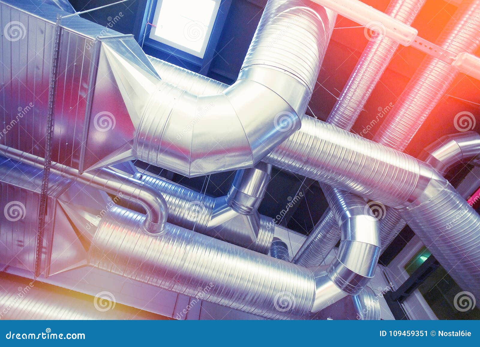 System of Ventilating Pipes Stock Image - Image of chrome, mechanical ...