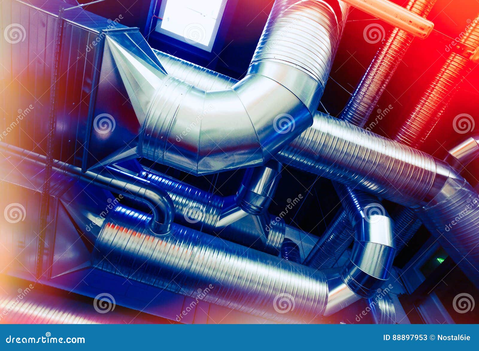System of Ventilating Pipes Stock Image - Image of metal, machinery ...