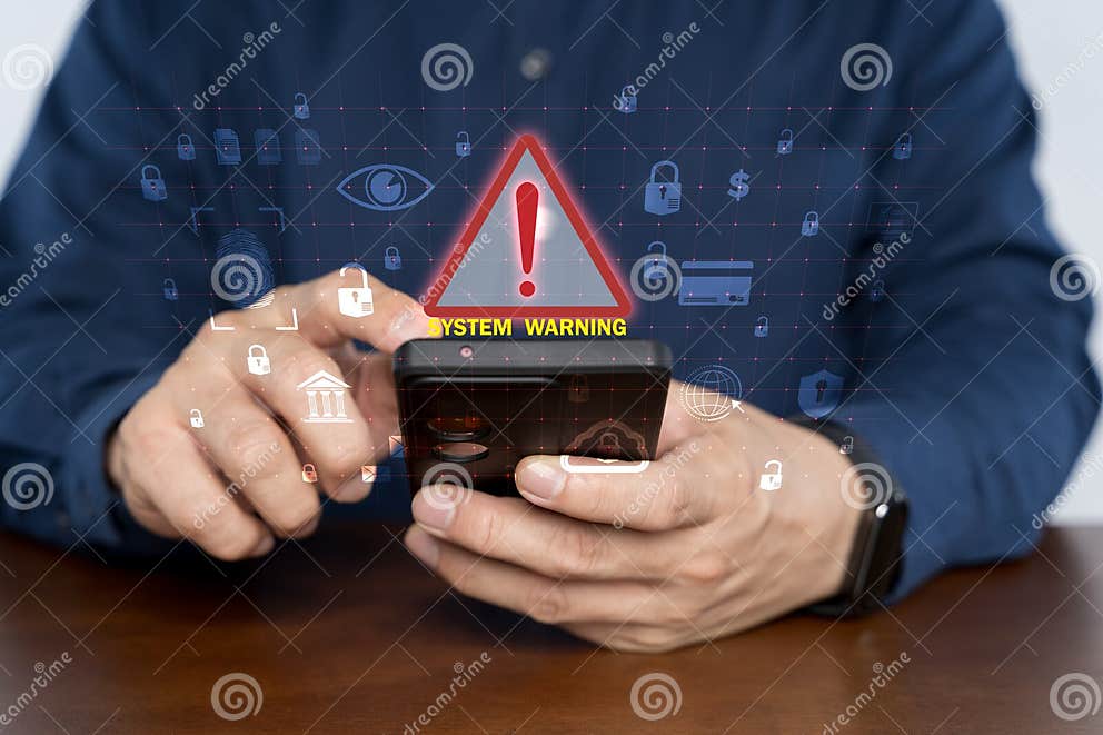 System Warning Alert, Cyber Security Concept. Digital Warning Sign with ...