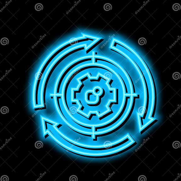System Working Process Neon Glow Icon Illustration Stock Vector ...