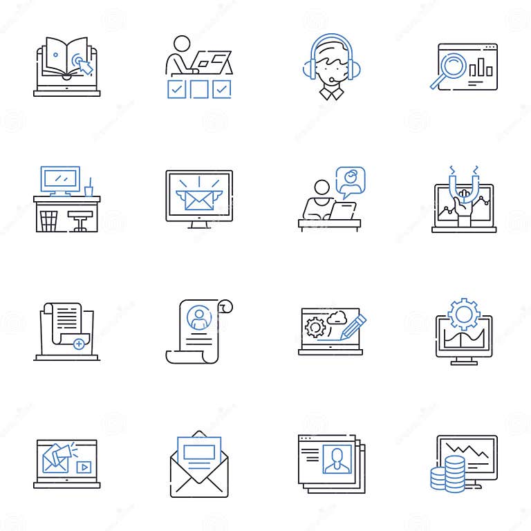 Systematic Workflow Line Icons Collection. Streamlined, Methodical, Sequential, Planned ...