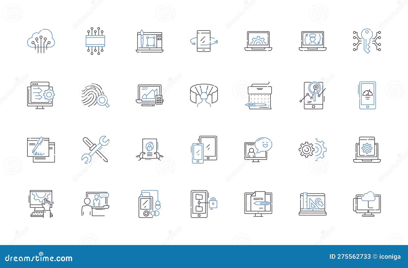 Systems Line Icons Collection Integration Architecture Design Interoperability Optimization