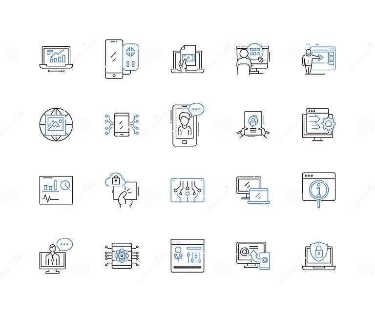 Systems Line Icons Collection. Integration, Optimization, Automation, Complexity, Efficiency ...