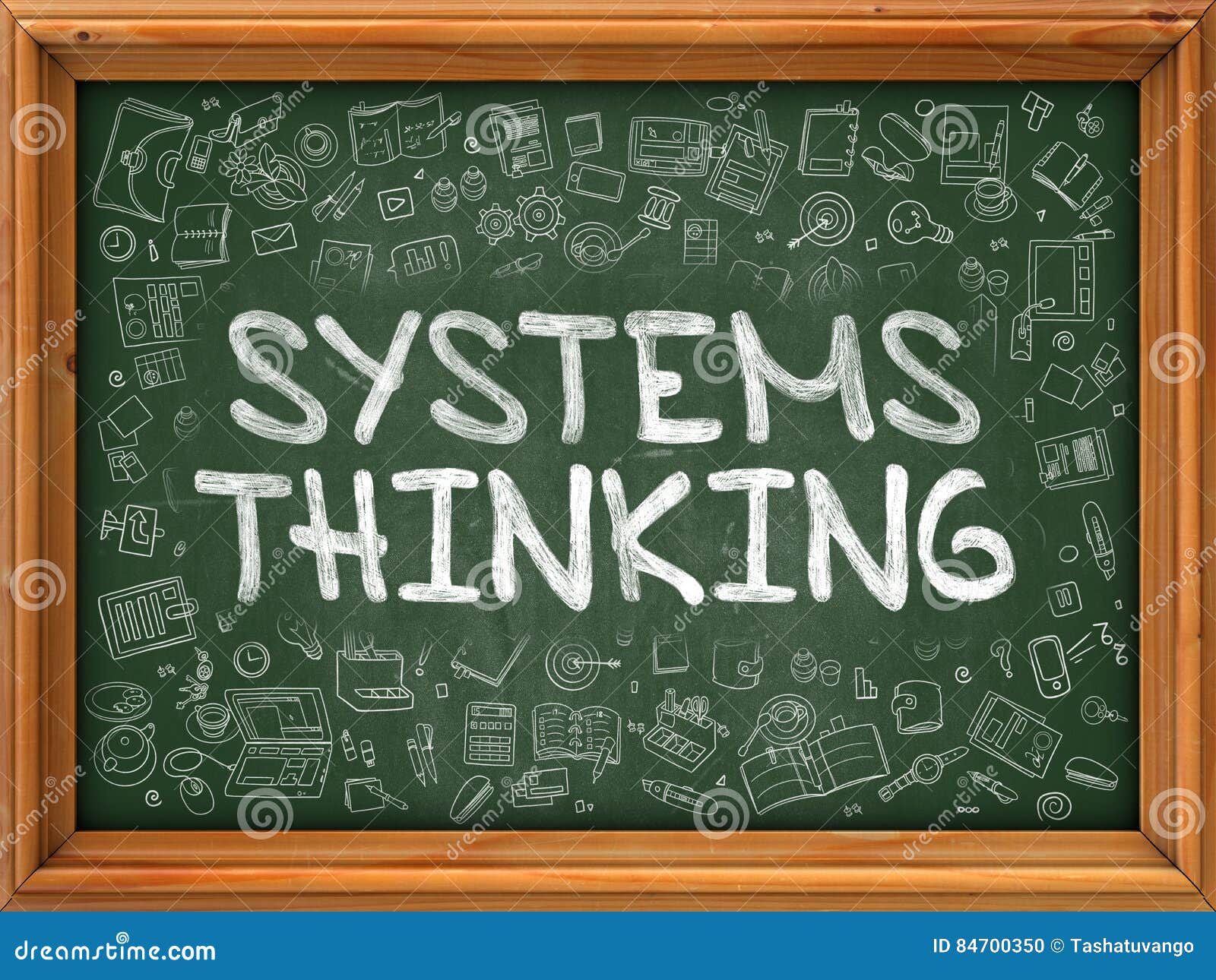 Systems Thinking - Cartoon Illustration On Blue Chalkboard. Stock Image ...