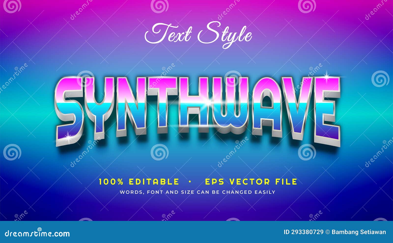 Synthwave Text. 80s Sunset. Pink Sun Or Planet. Mountains Silhouette ...