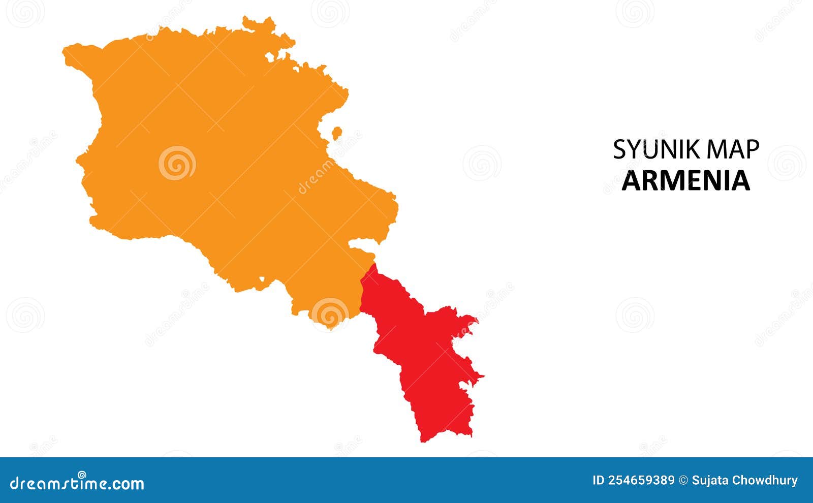 Syunik State and Regions Map Highlighted on Armenia Map Stock ...