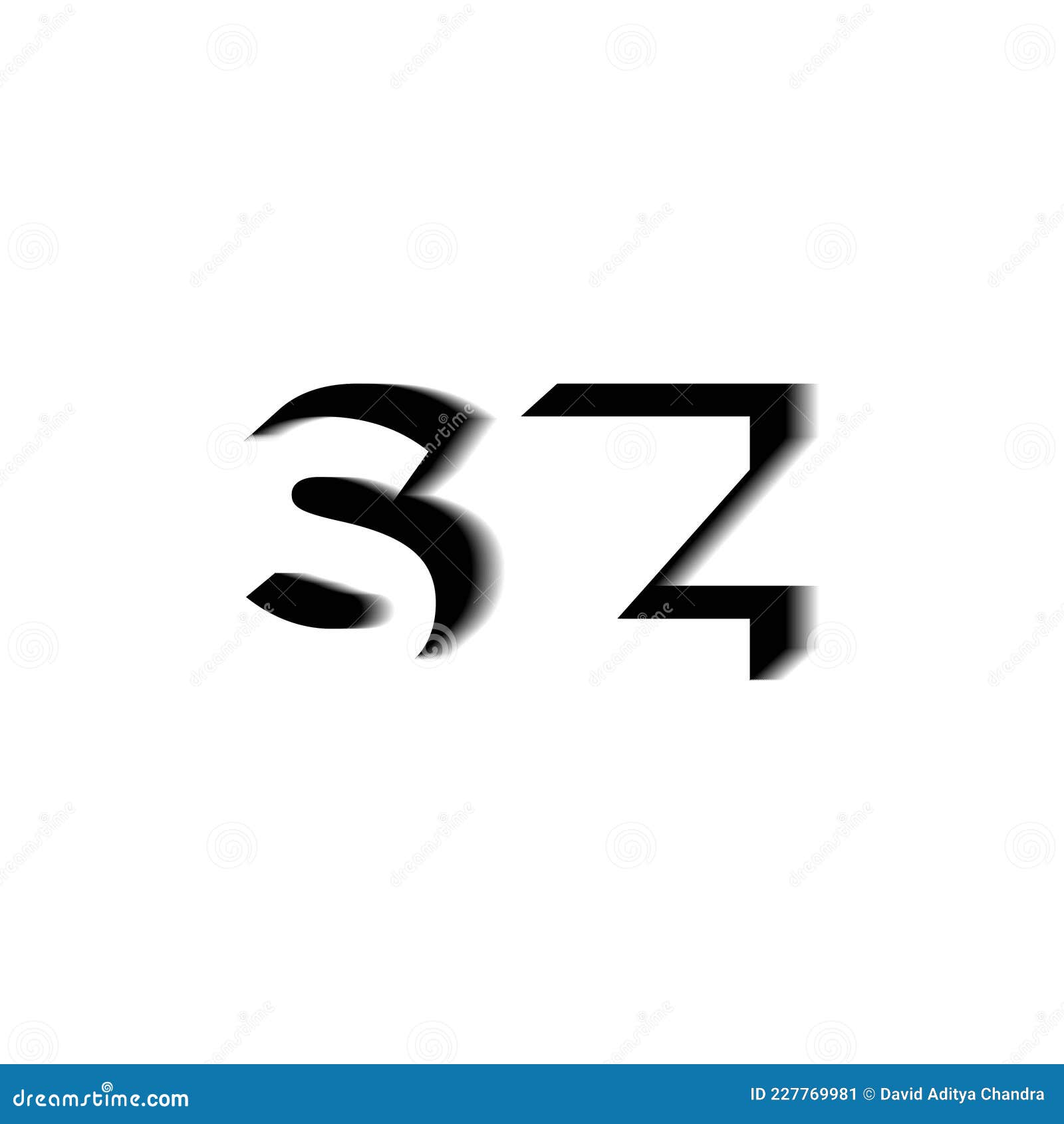 SZ Monogram Shadow Shape Style Stock Vector - Illustration of elegant ...