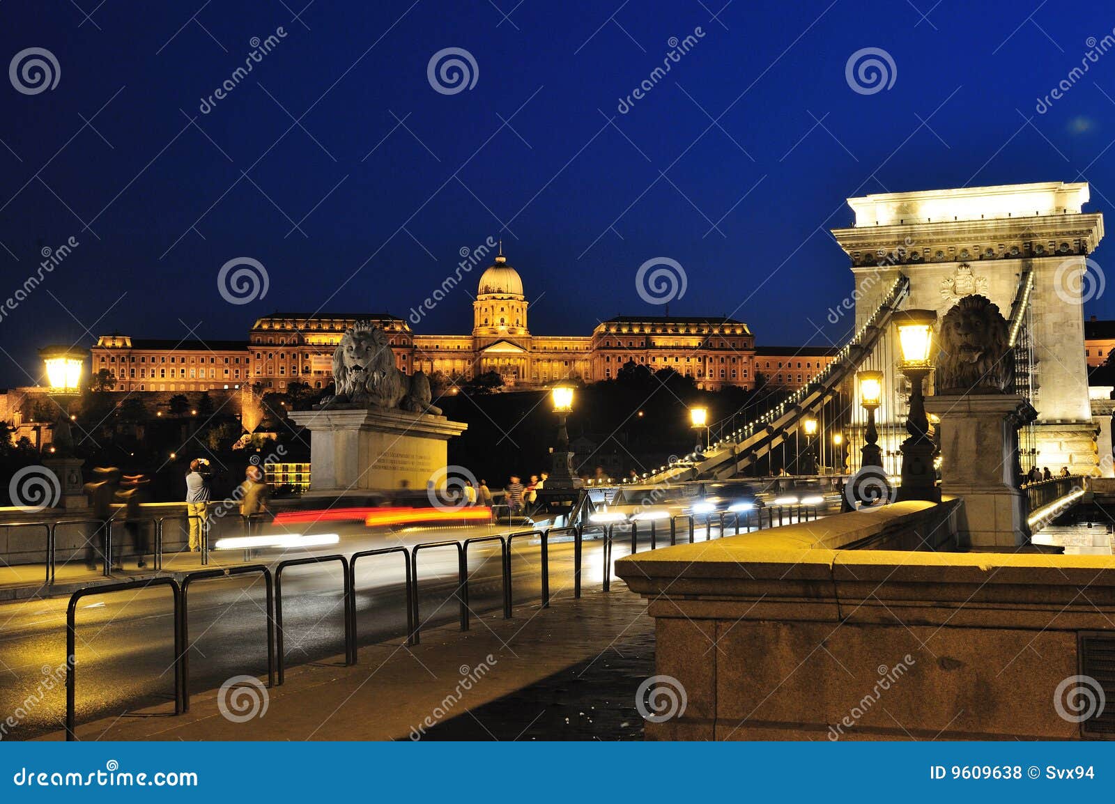 Szechenyi Chain Bridge and Buda Castle at Night Stock Photo - Image of ...