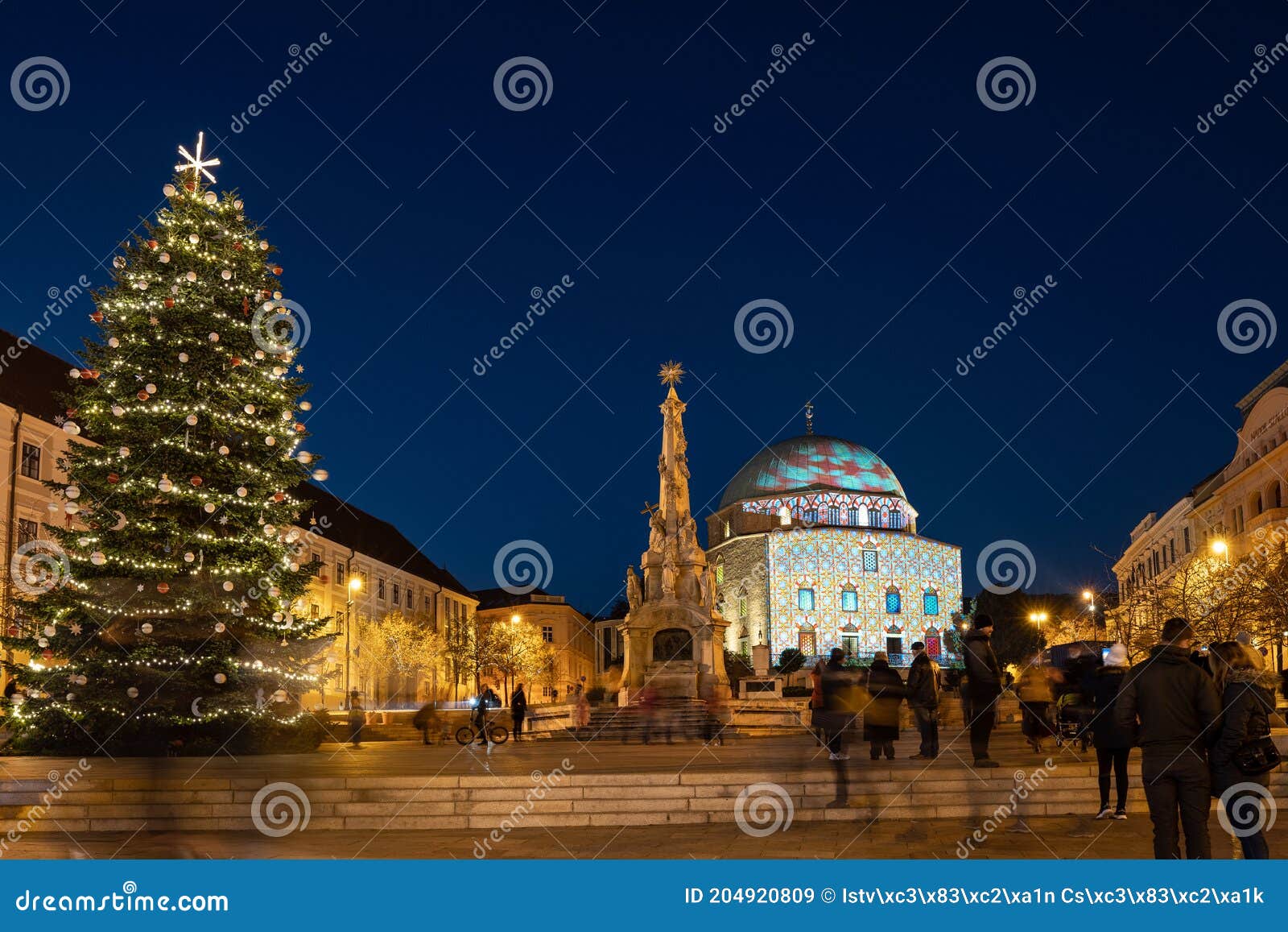 Szechenyi Square in Pecs before Christams Stock Image - Image of ...