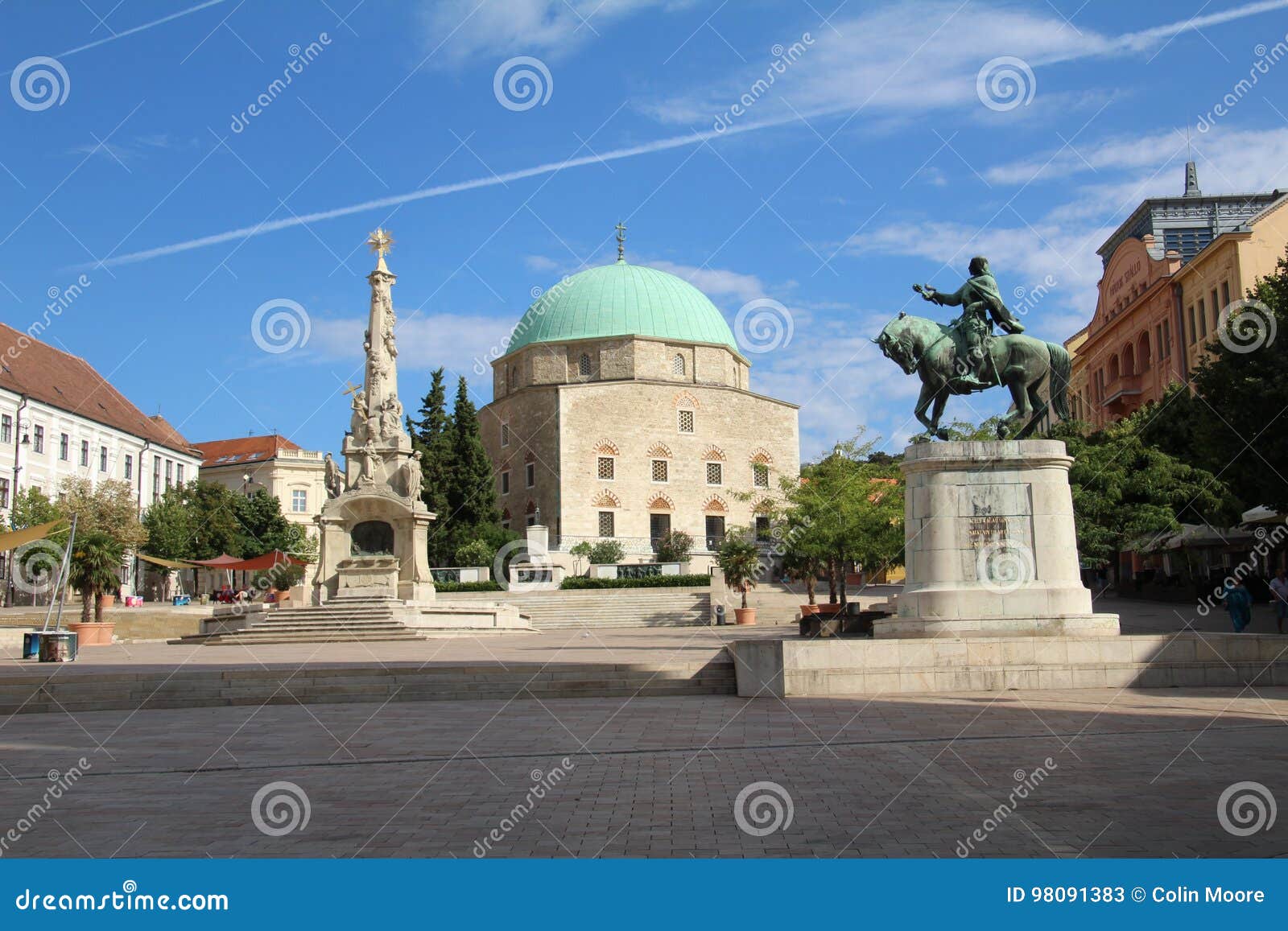The Szechenyi Square In The City Of Pecs, Hungary. Old Beautiful Town ...