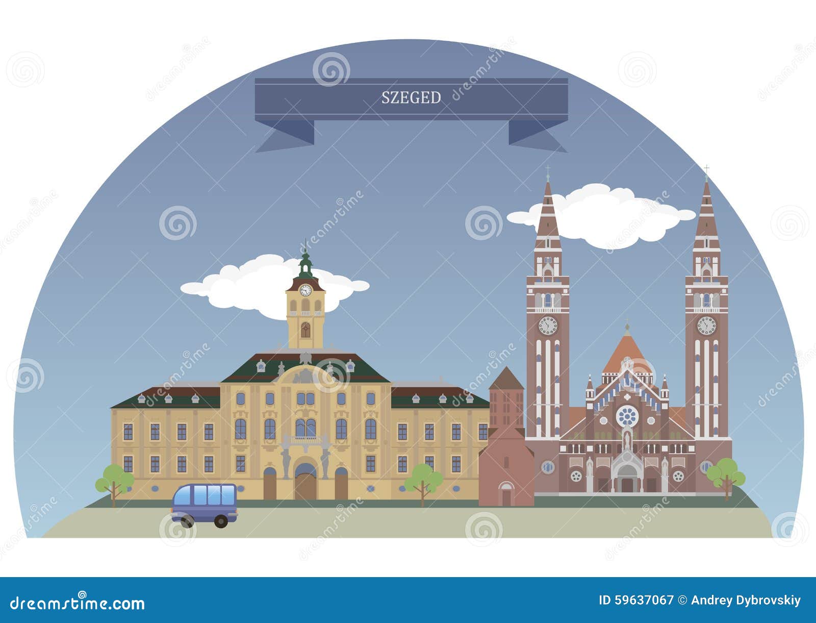 Szeged, Hungary Cartoon Vector | CartoonDealer.com #59637067