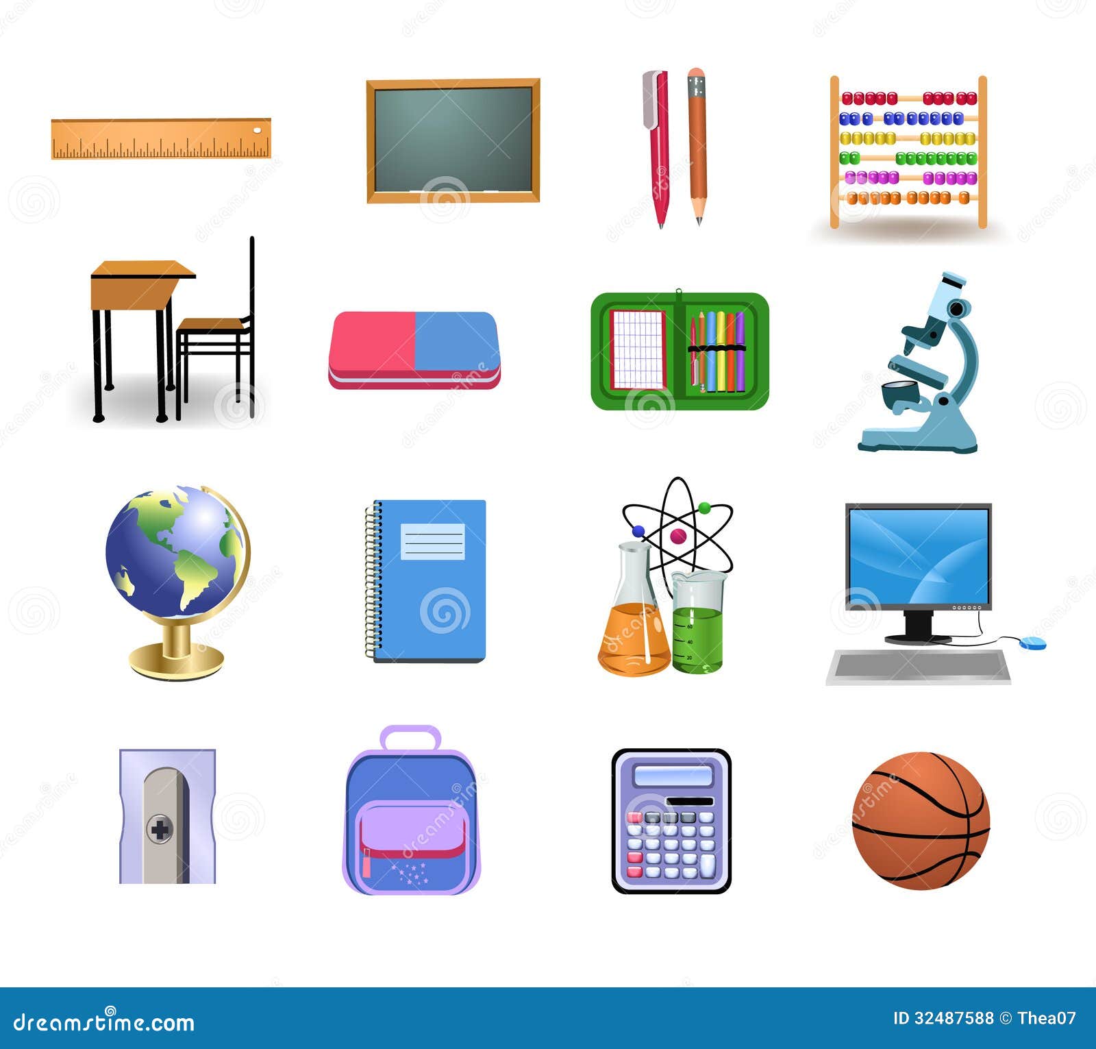 Szkolne ikony i przedmioty ilustracja wektor. Obraz złożonej z ...