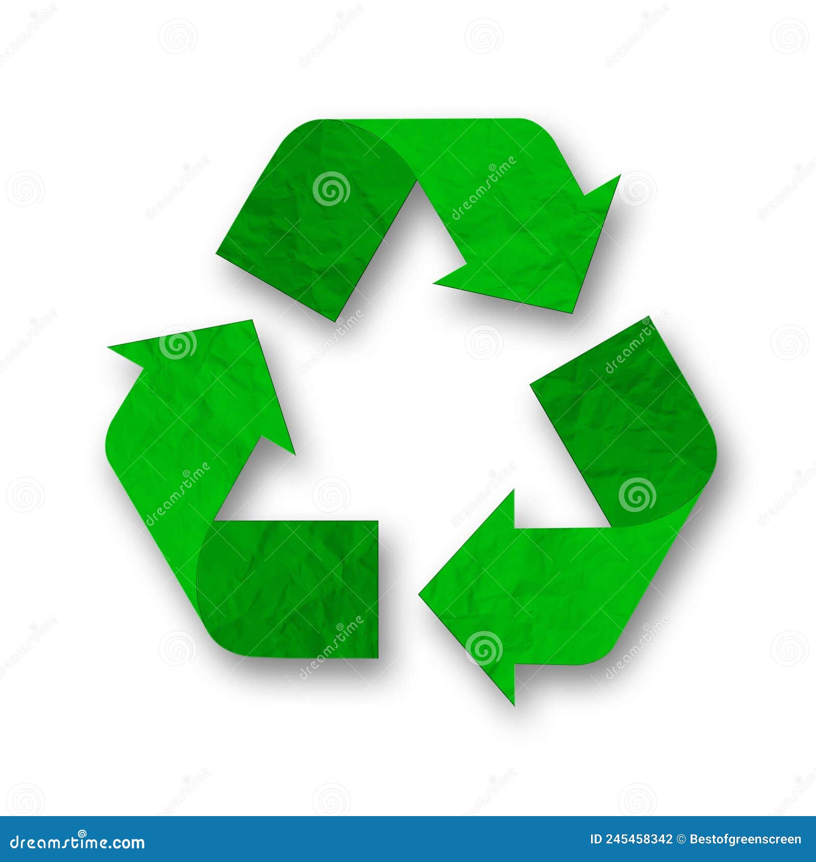 Símbolo De Reciclagem Três Dobrados De Setas Verdes De Papel Reciclável