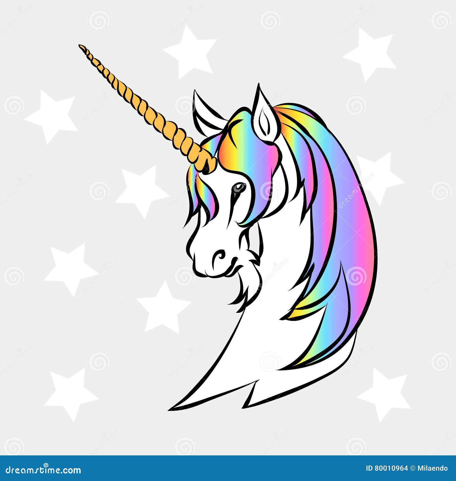 Tête blanche de licorne illustration de vecteur. Illustration du cheval ...