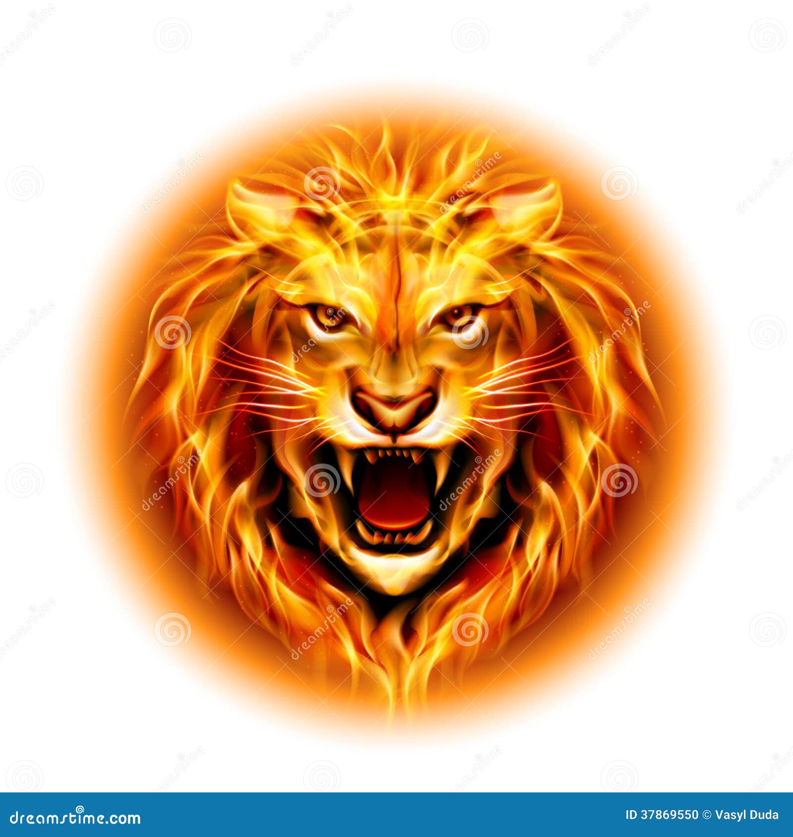Tête de lion du feu. illustration stock. Illustration du croc - 37869550