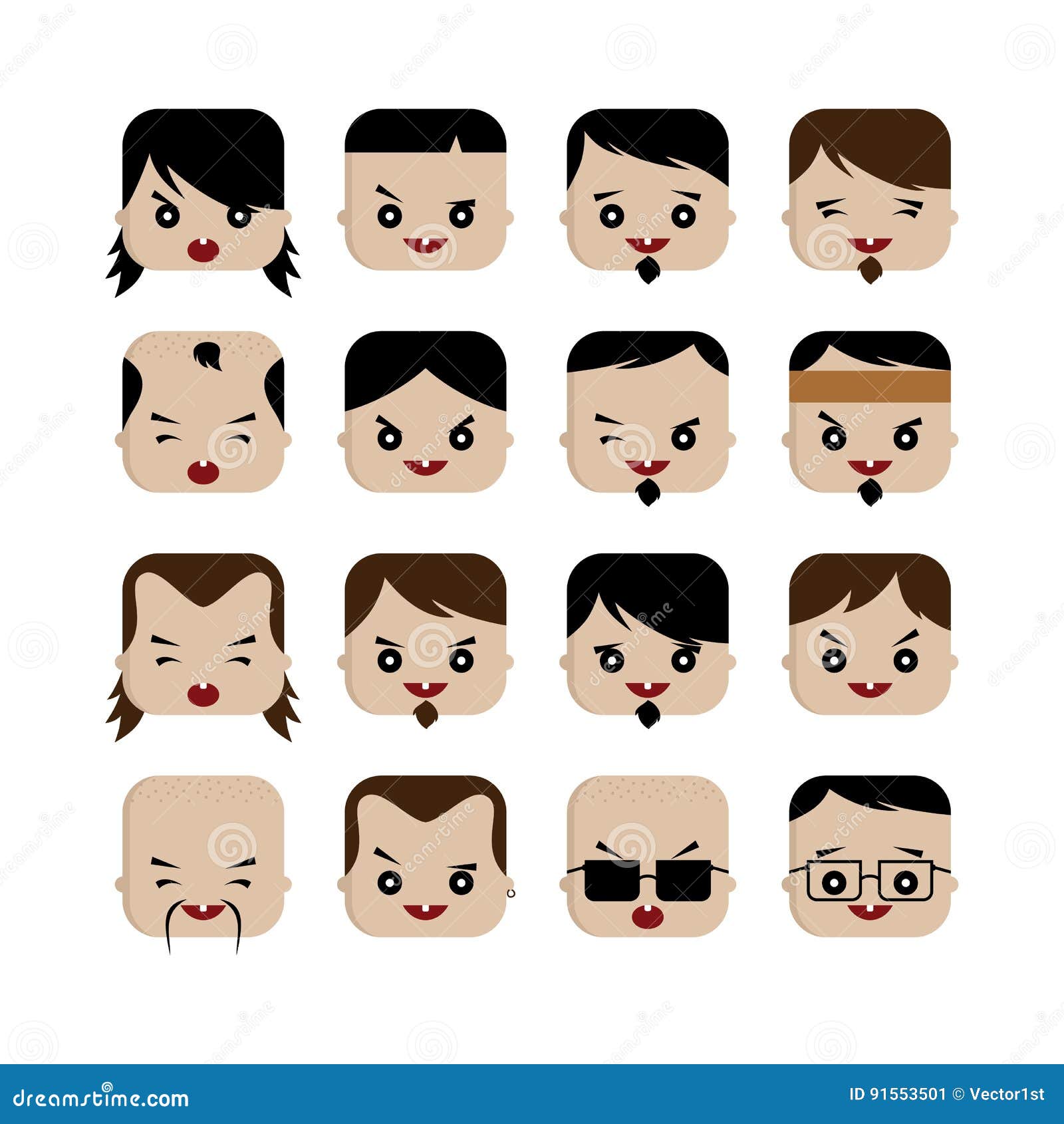 Tête Drôle De Bande Dessinée D'expression De Forme Carrée Illustration ...