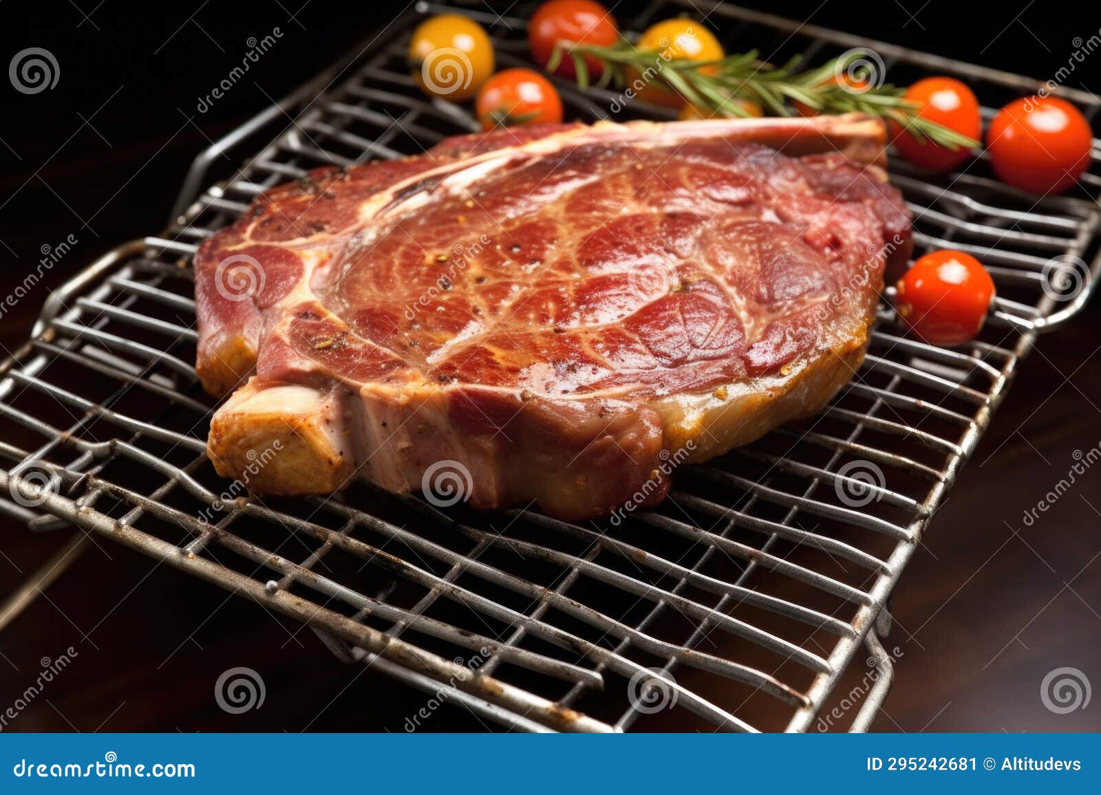 A T-bone Steak Resting on a Metal Grill Rack Stock Image - Image of ...