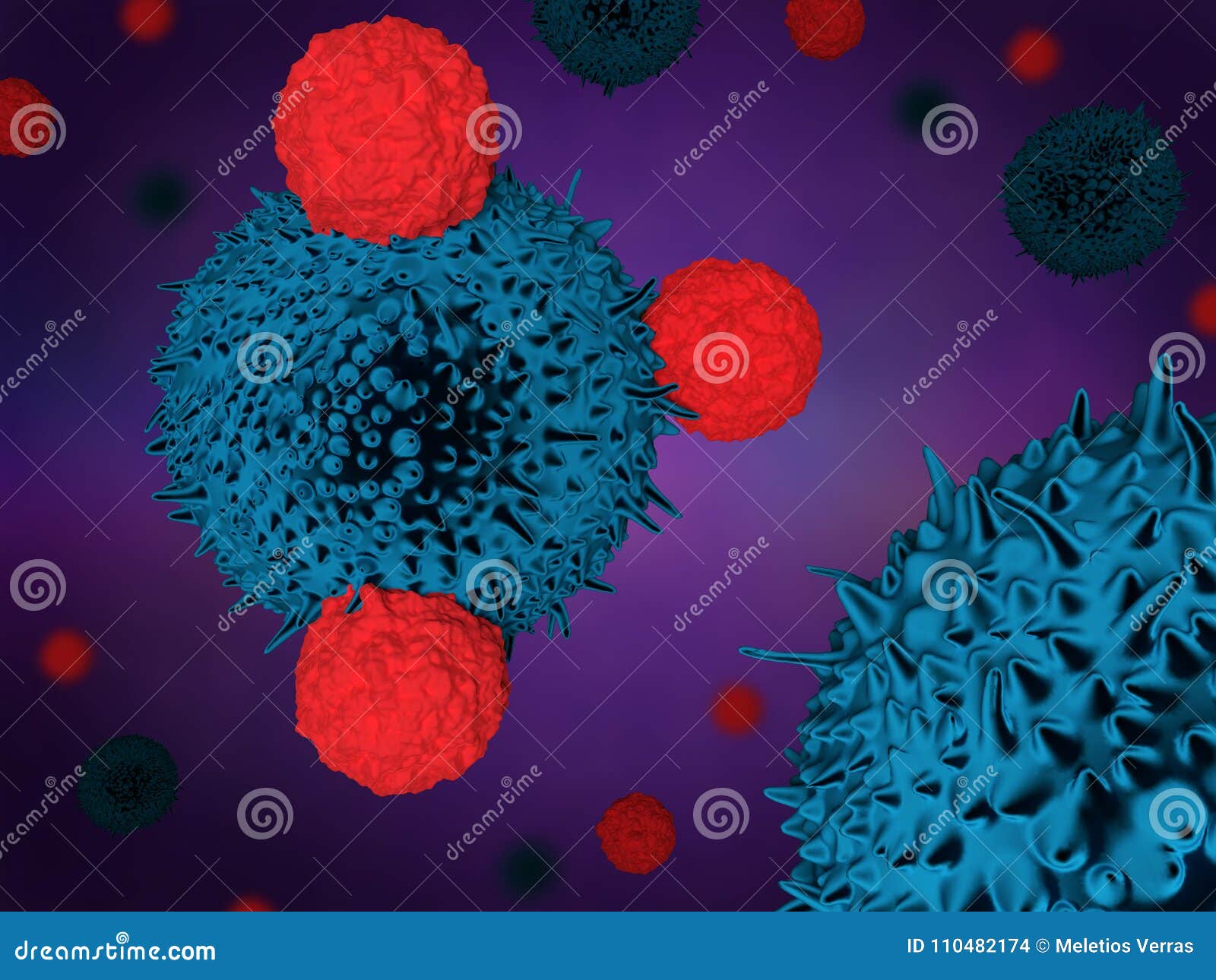 Attack Of Cancer Cells On Healthy Cells In The Human Body, Cells In ...