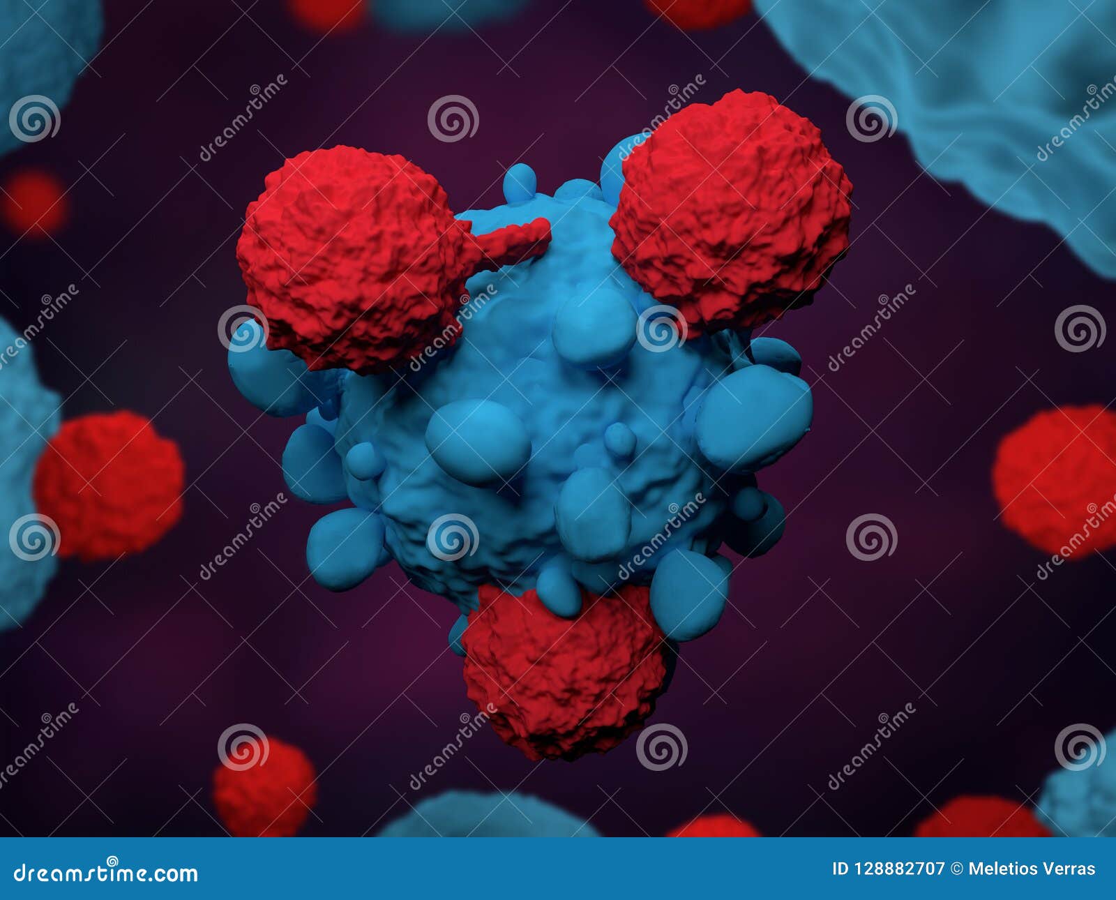T Cells Attacking a Cancer Cell Stock Illustration - Illustration of ...