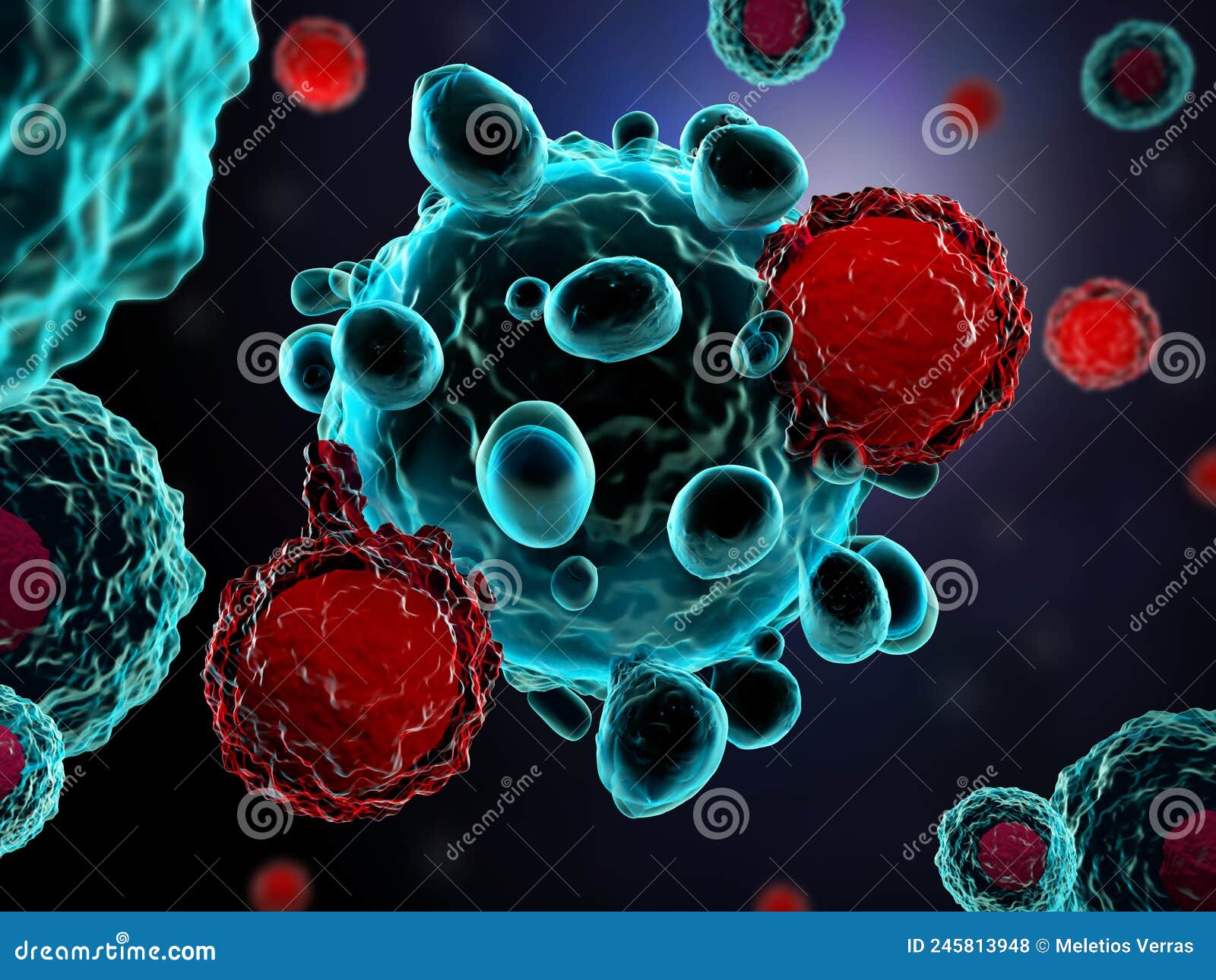 T Cells Attacking Cancer Cells Stock Illustration | CartoonDealer.com ...