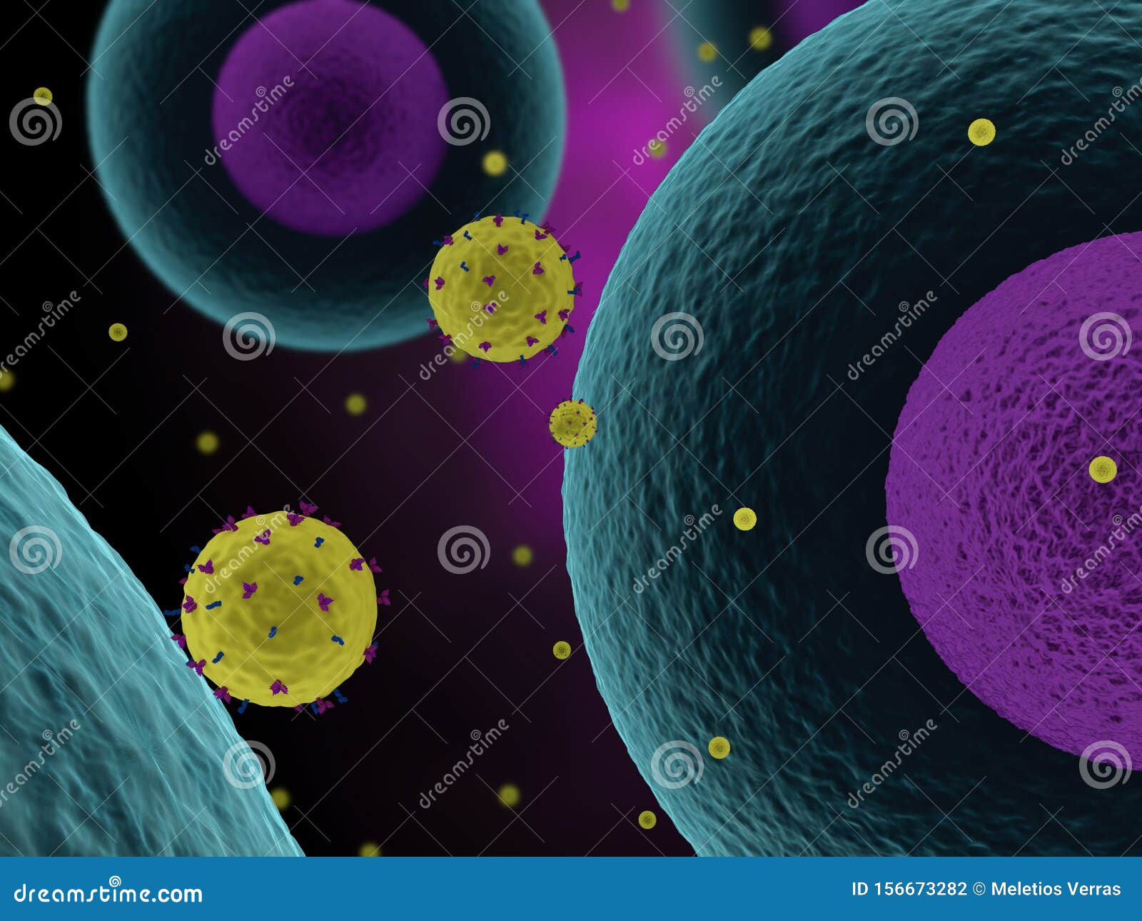 T Cells Interacting with HIV Virus Stock Illustration - Illustration of ...