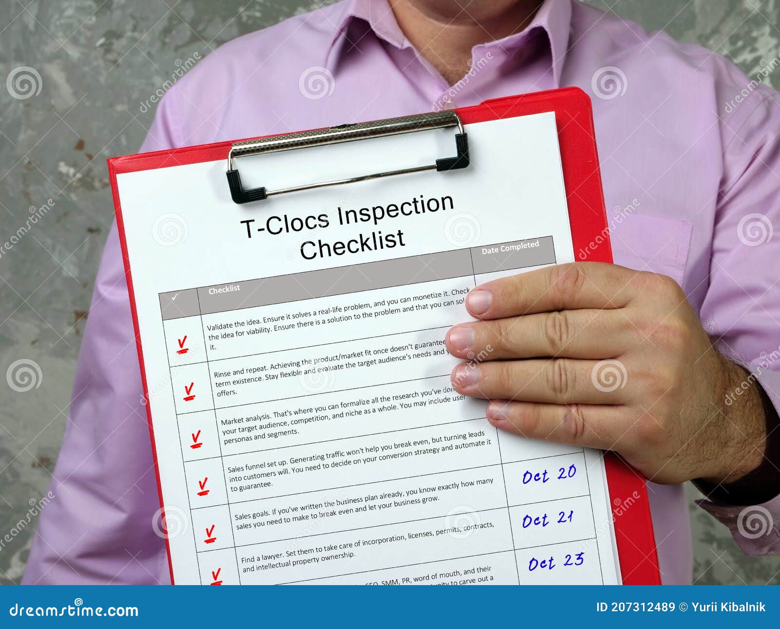 T-Clocs Inspection Checklist Phrase on the Sheet Stock Image - Image of ...