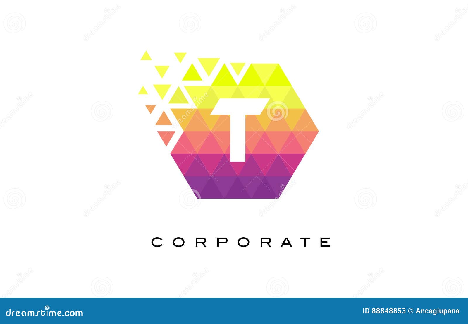 T Colorful Hexagonal Letter Logo Design with Rainbow Mosaic Pattern ...