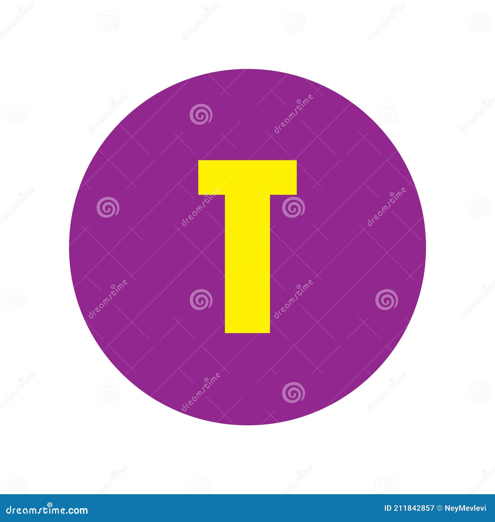 Letter T Logo Symbol with Yellow Impact Font in Purple Circle Stock ...