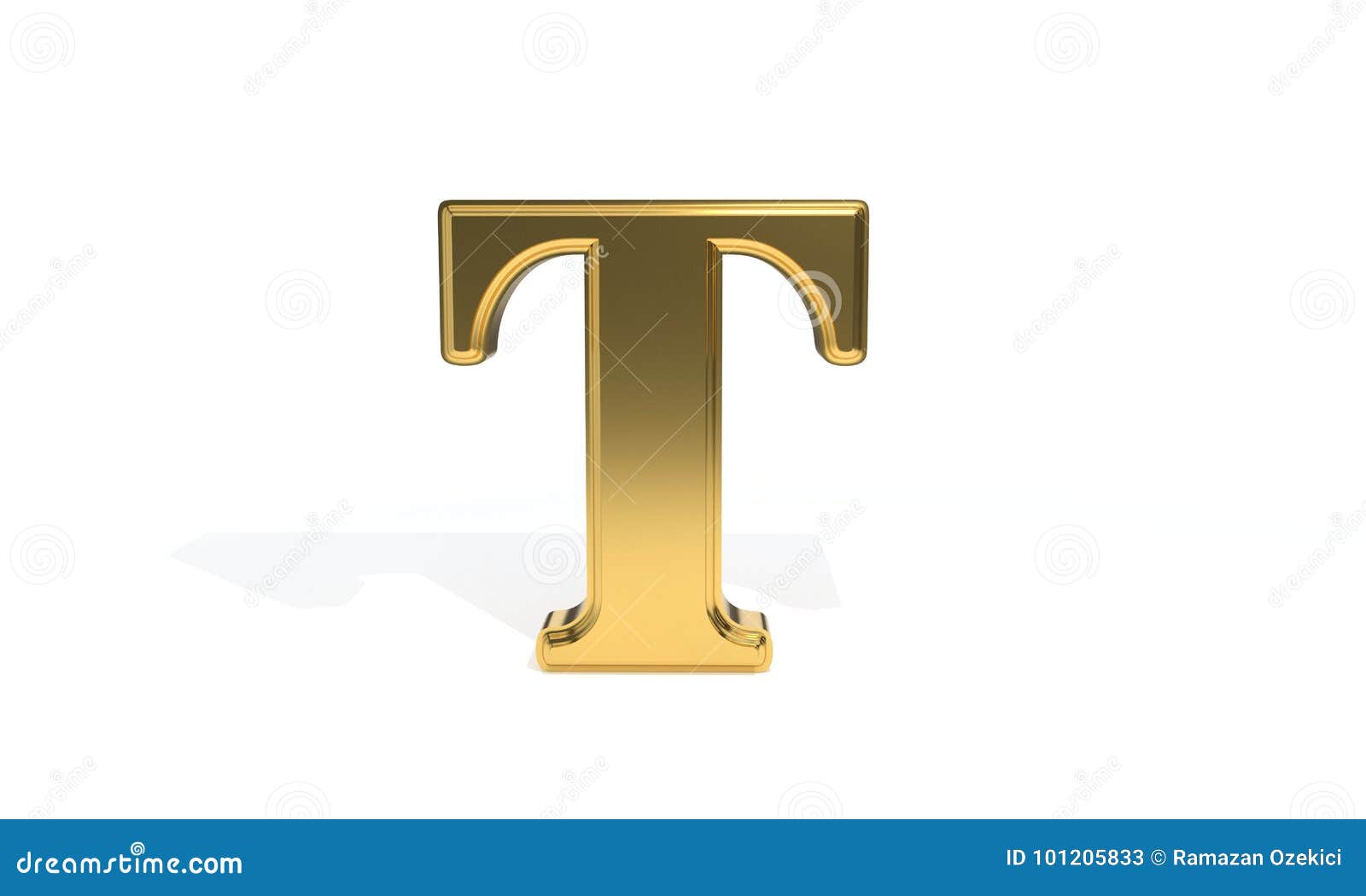 T Gold Colored Alphabet, 3d Rendering Stock Illustration - Illustration ...
