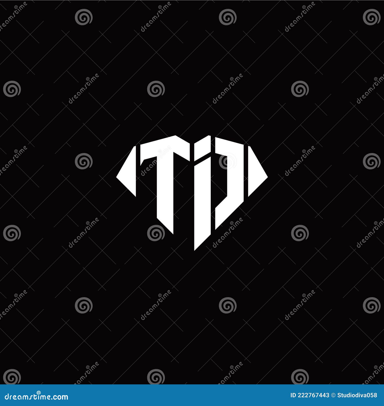 T I Initial Letter with Diamond Shape Origami Style Logo Template ...