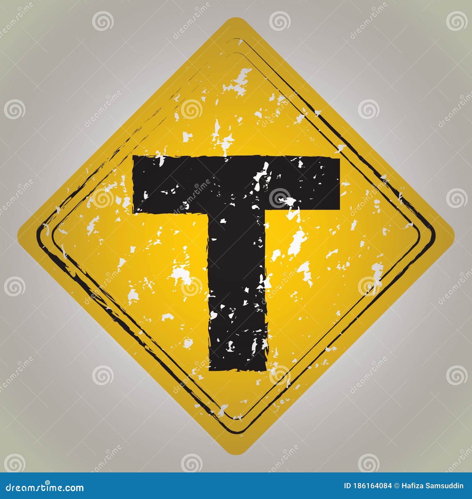 T Intersection Ahead Sign. Vector Illustration Decorative Design Stock ...