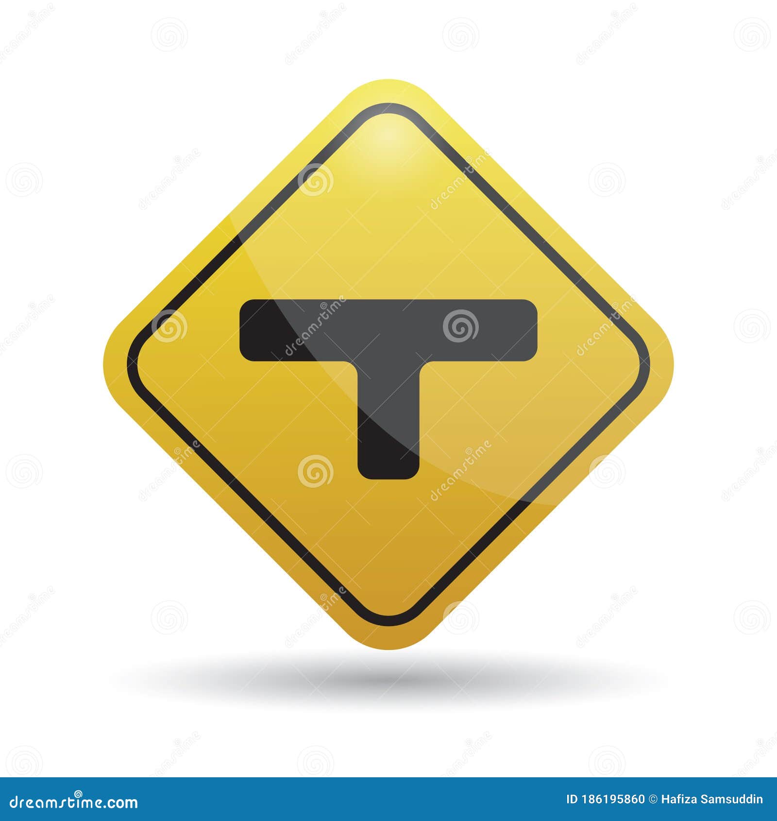 T-intersection Ahead Warning Sign. Vector Illustration Decorative ...