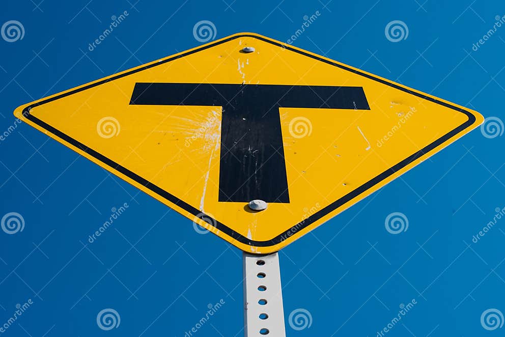 T Intersection Sign stock image. Image of stop, color - 62663401