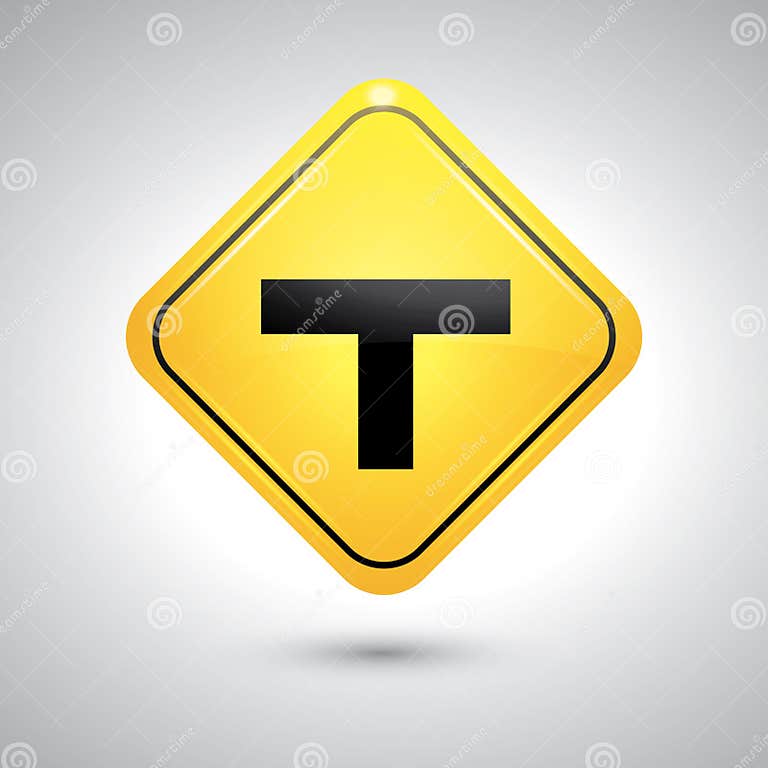T Intersection Sign. Vector Illustration Decorative Design Stock Vector ...
