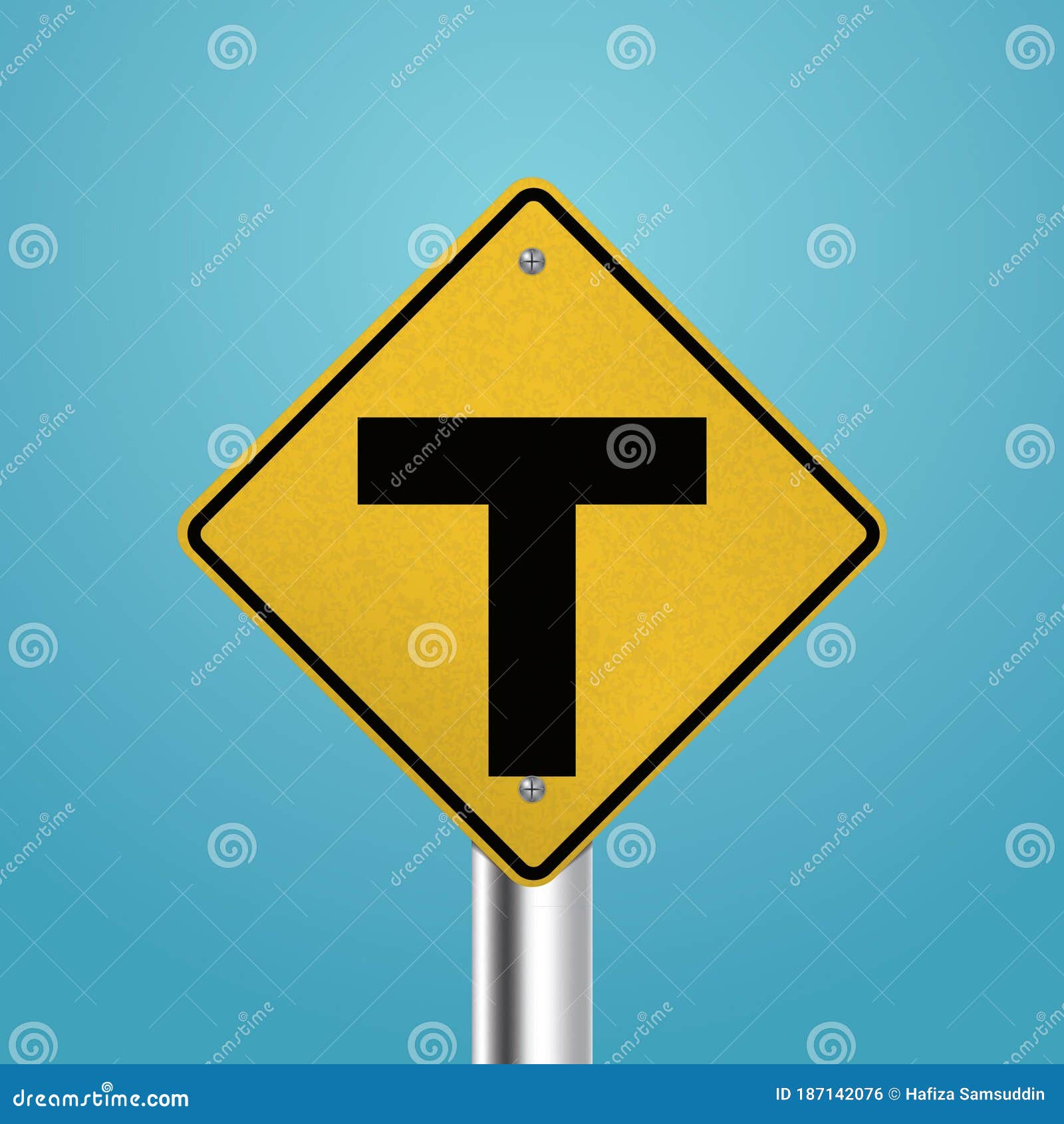 T Intersection Signboard. Vector Illustration Decorative Design Stock ...