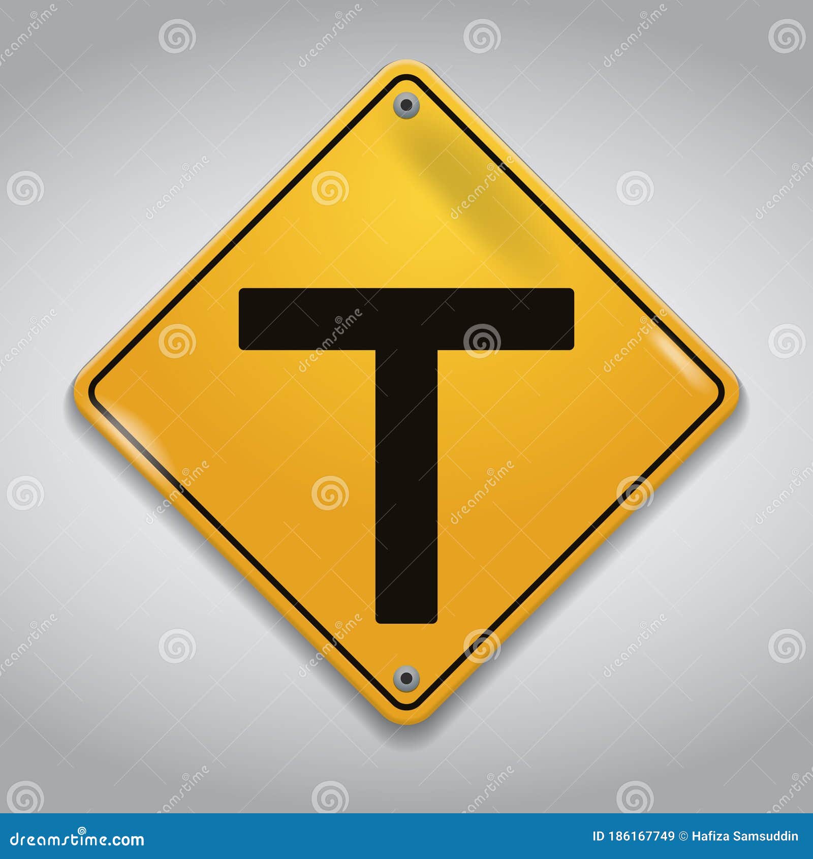 T Intersection Warning Sign. Vector Illustration Decorative Design ...
