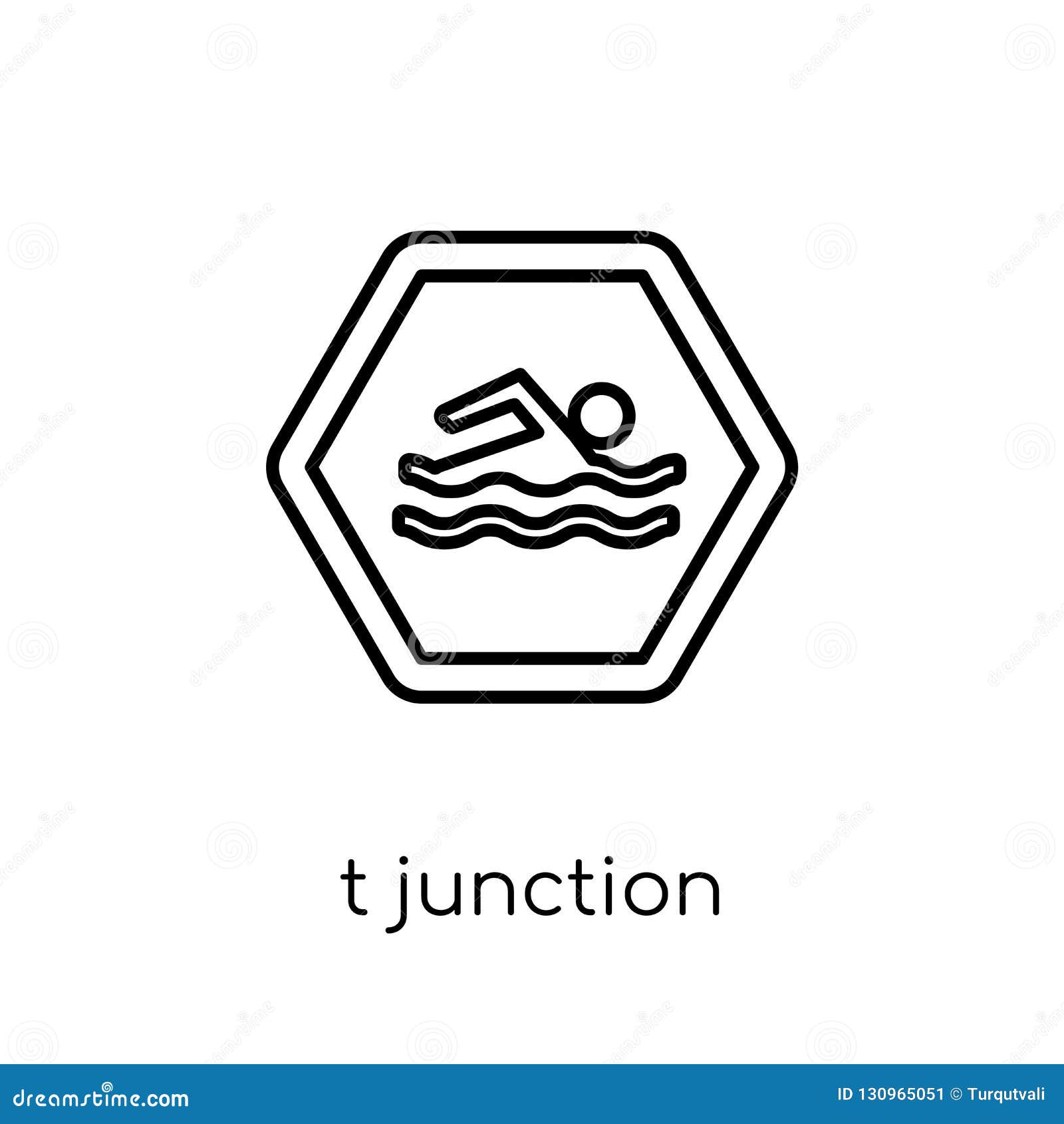 T Junction Sign Icon. Trendy Modern Flat Linear Vector T Junction Sign ...