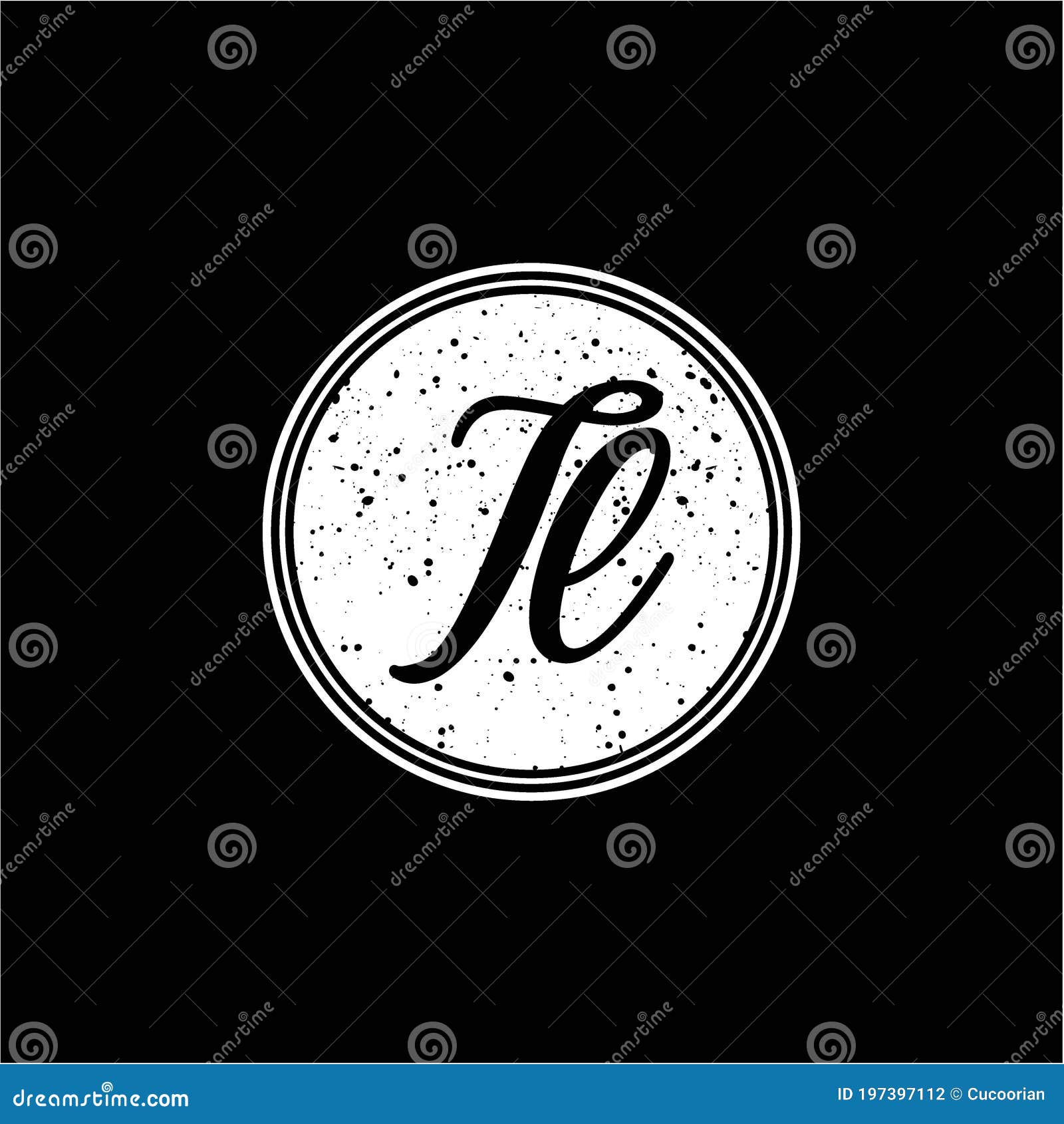 T L Initial Handwriting in Black and White Circle Frame Design Stock ...