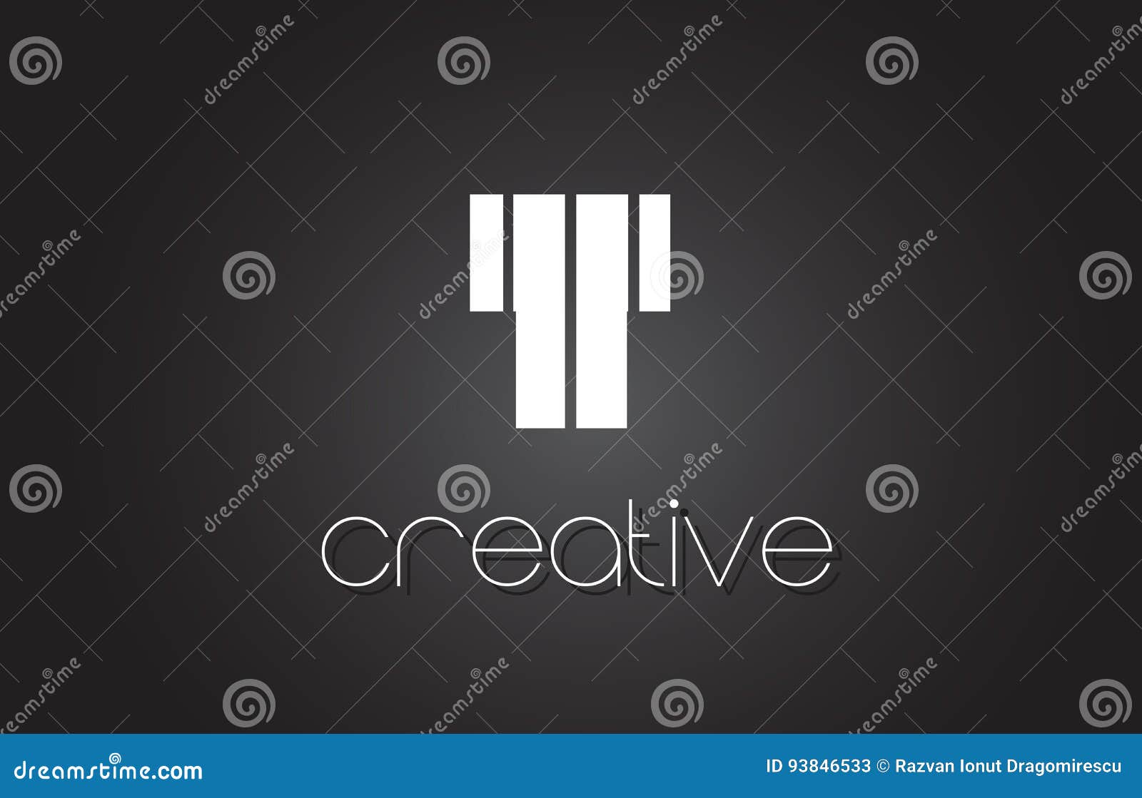 T Letter Logo Design with White and Black Lines. Stock Vector ...