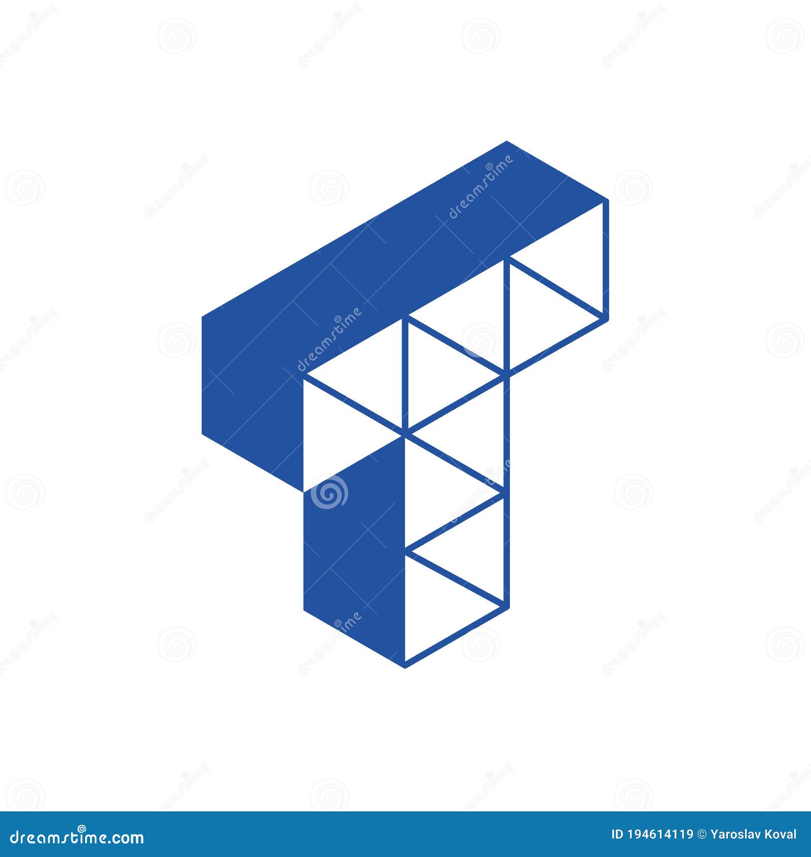 T Letter Logo Symbol. Cubes Lined Up In Space. Rows Forming A Line ...