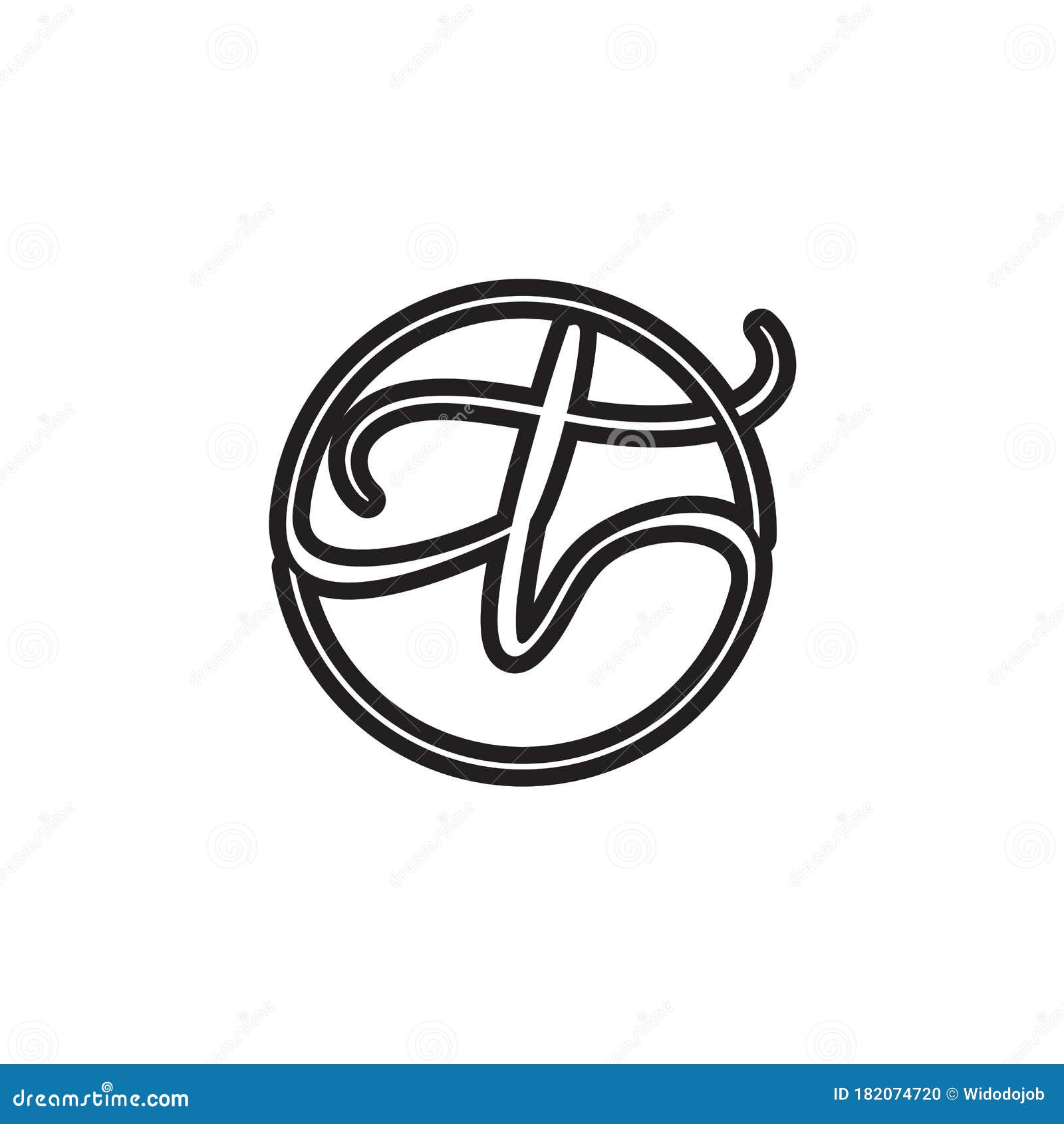 T Letter Script Circle Logo Design Vector Stock Vector - Illustration ...