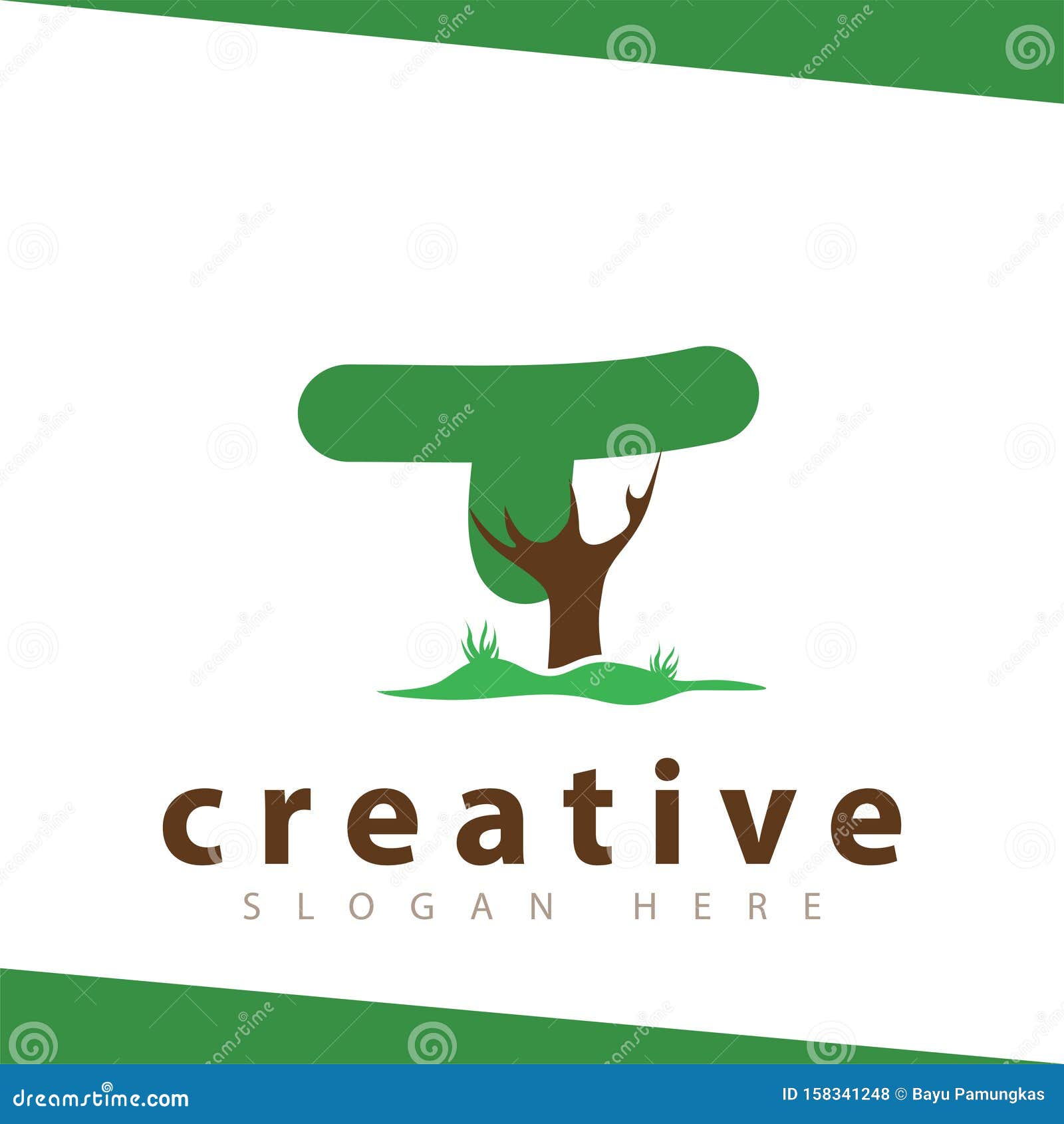 T Letter Tree Green Logo Vector Template Stock Vector - Illustration of ...