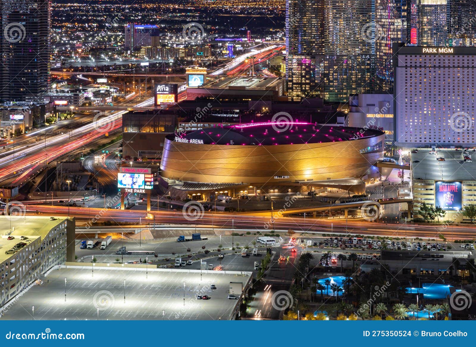 T-Mobile Arena at Night editorial stock image. Image of attraction ...