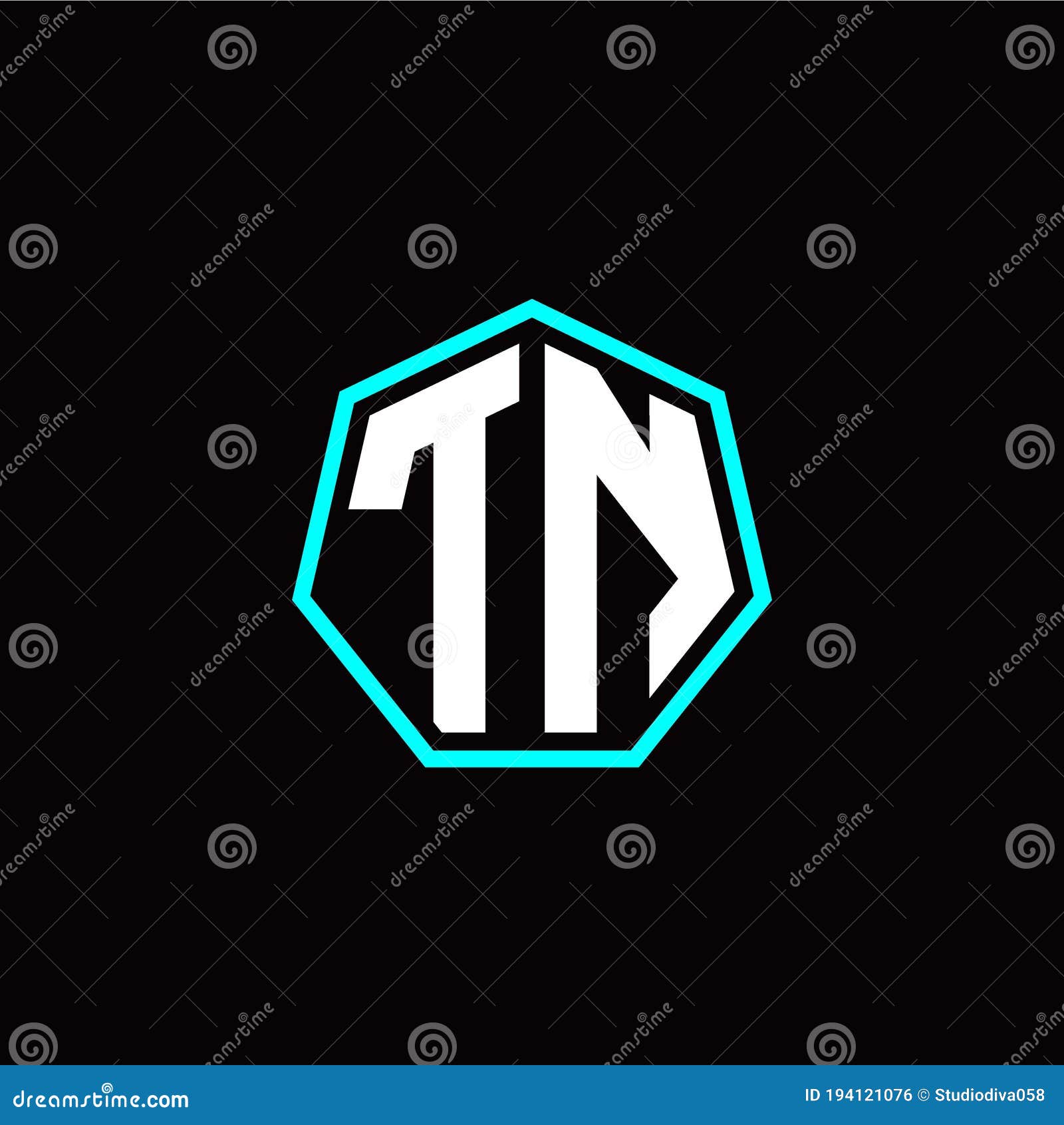 T N Initials Modern Polygon Logo Template Stock Vector - Illustration ...
