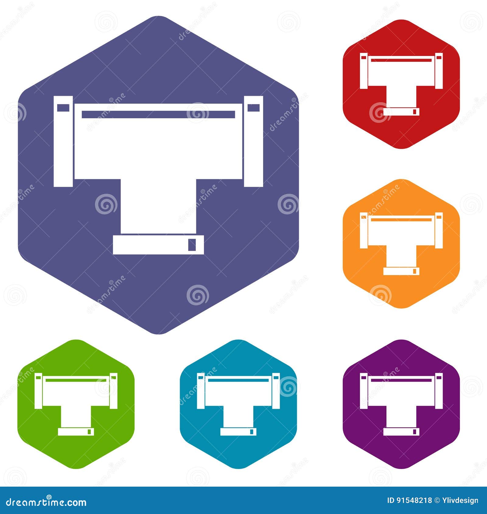 T Pipe Connection Icons Set Hexagon Stock Vector - Illustration of ...