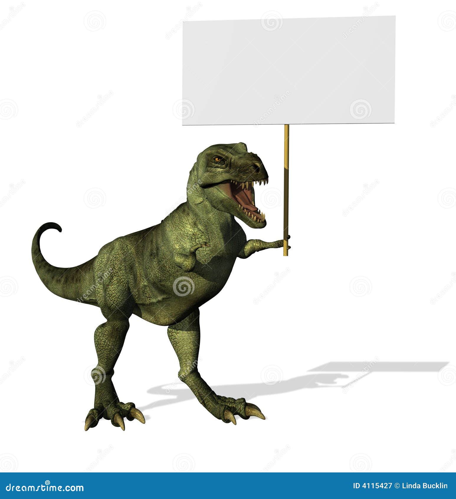 T-Rex with Blank Sign stock illustration. Illustration of powerful ...