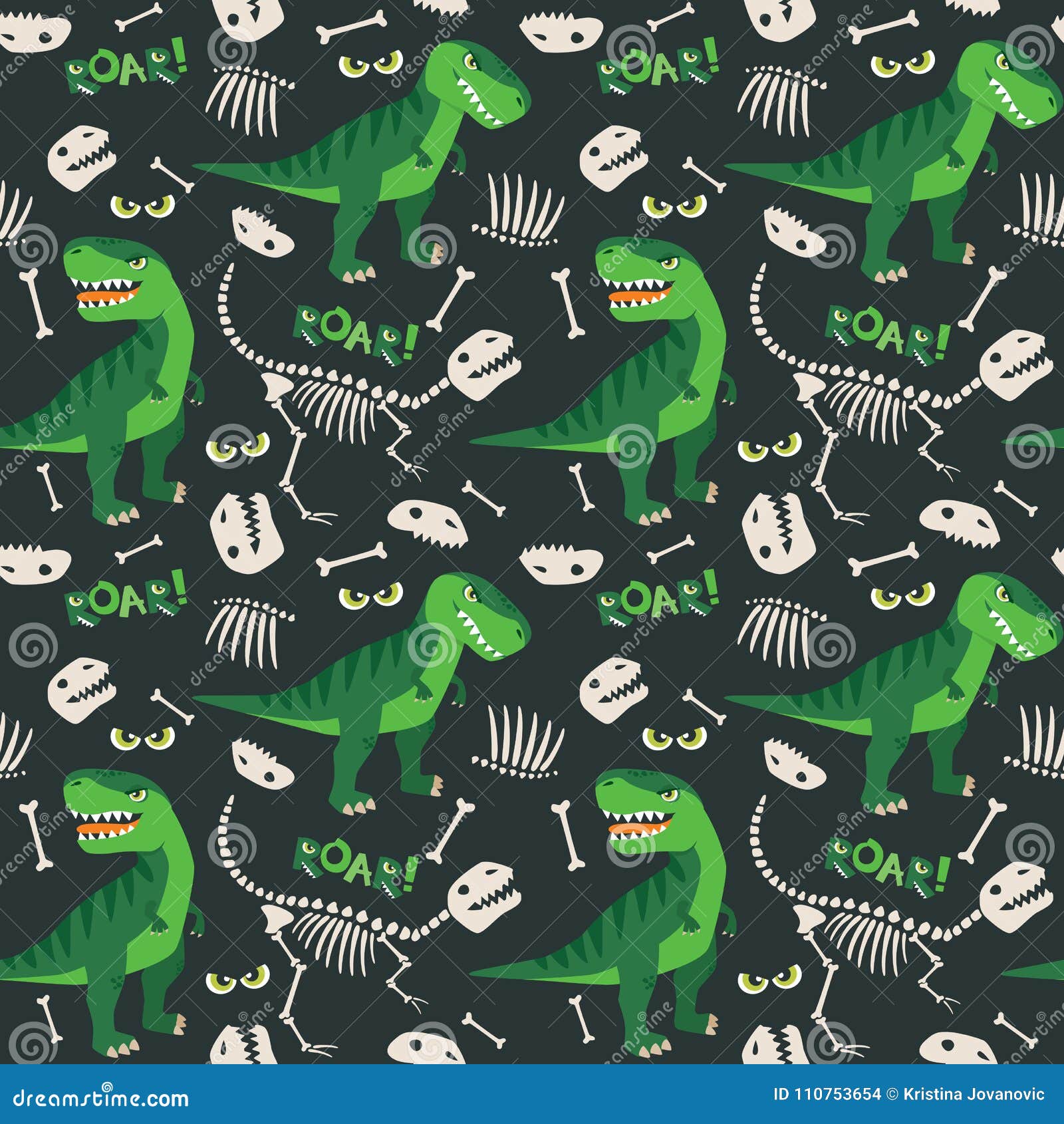 T Rex and Dino Bones Roar Seamless Pattern Dark Background Vector ... T Rex and Dino Bones Roar Seamless Pattern Dark Background Vector ...
