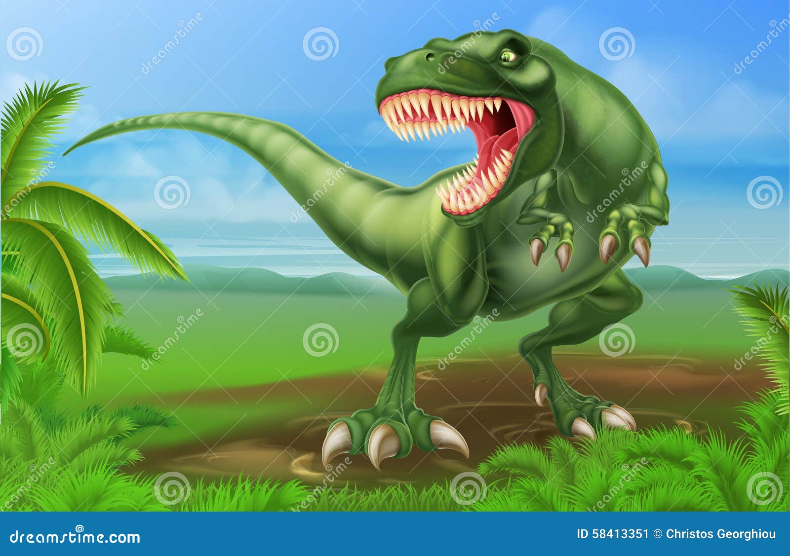 T Rex Dinosaur ilustración del vector. Ilustración de vector - 58413351